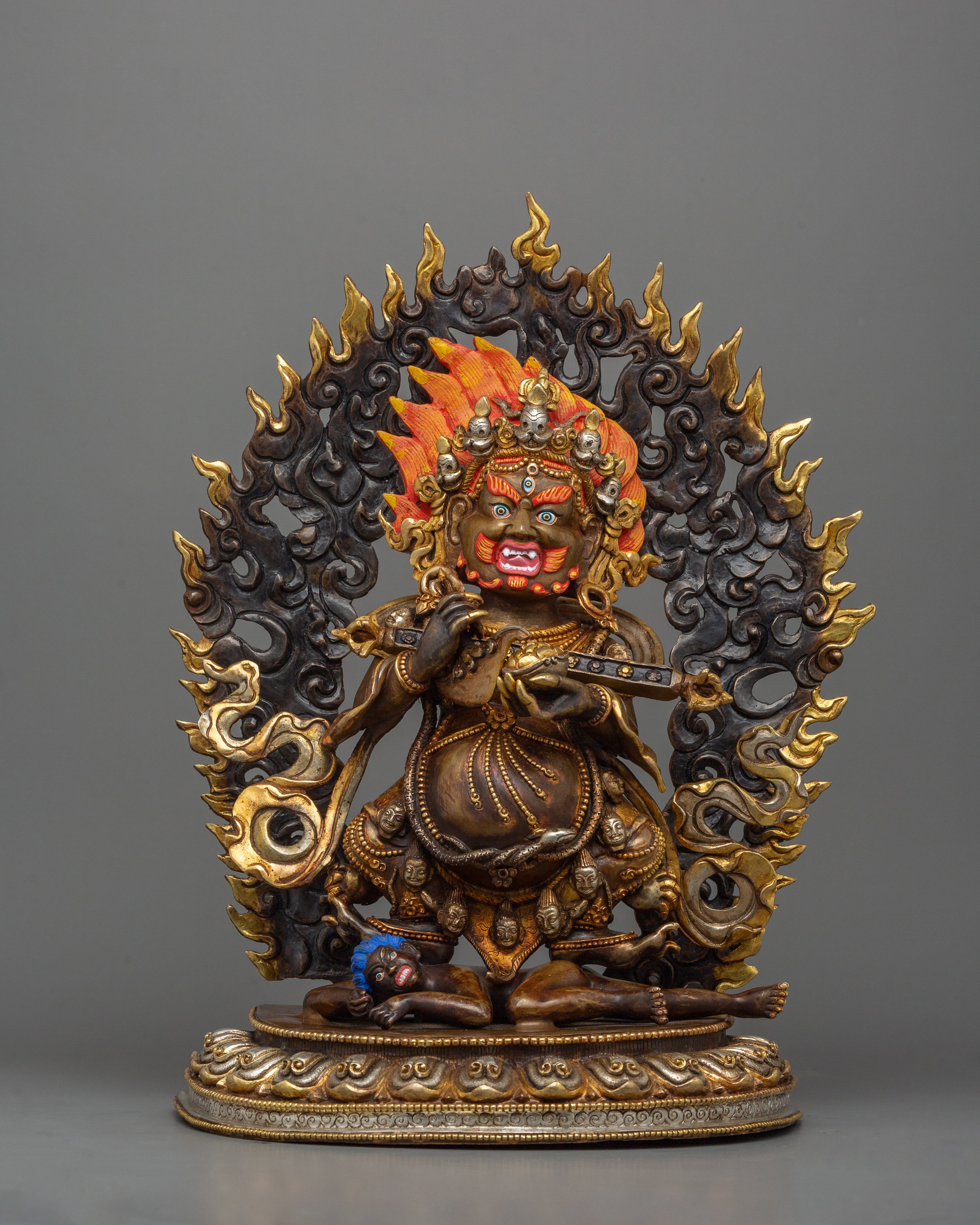 Sakya Mahakala Tibetan Buddhism Statue 24k Gold Gilded Himalayan Pro