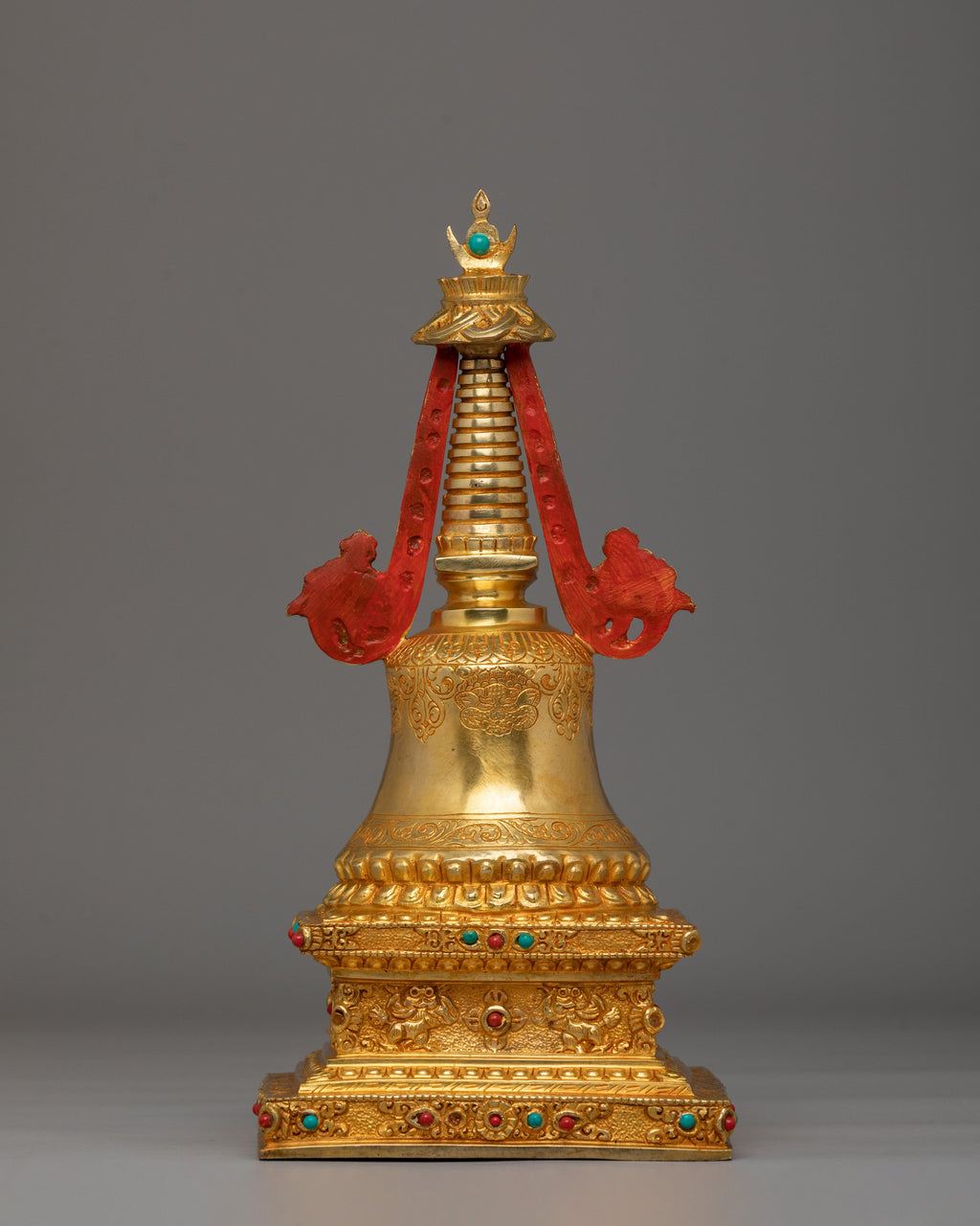 Handmade Parinirvana Stupa | Gold Plated Statue