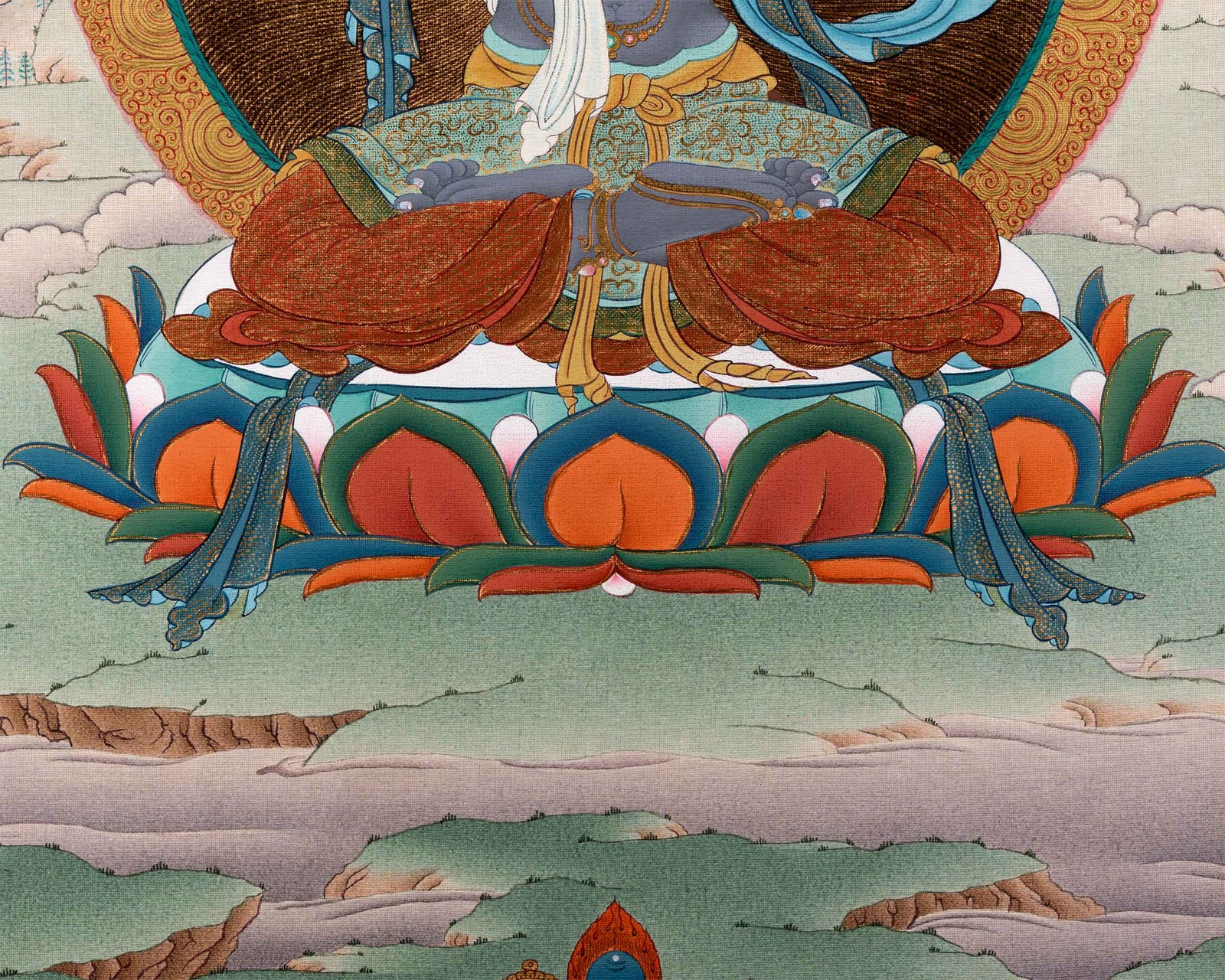 Black Manjushree Thangka Print | High Quality Manjushree Canvas Print