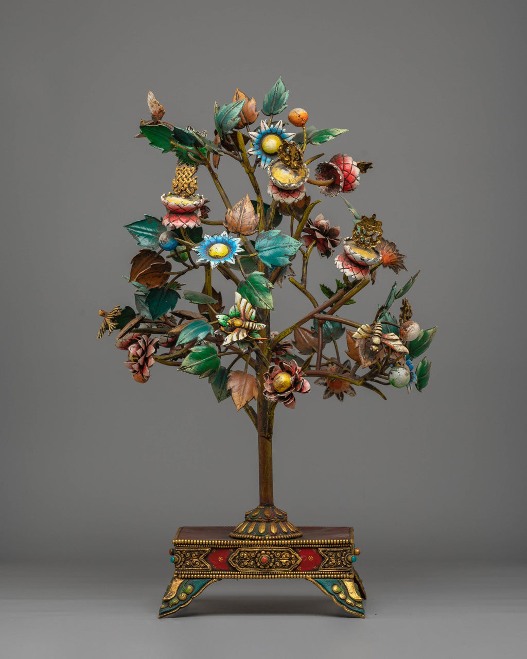 Wish-Fulfilling Seven Jewel Tree | Handcrafted Copper Artwork