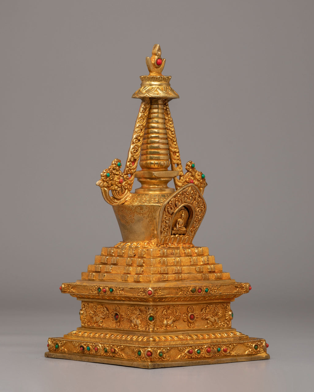 Traditional Stupa Of Many Doors | Handcrafted Tibetan Buddhist Shrine