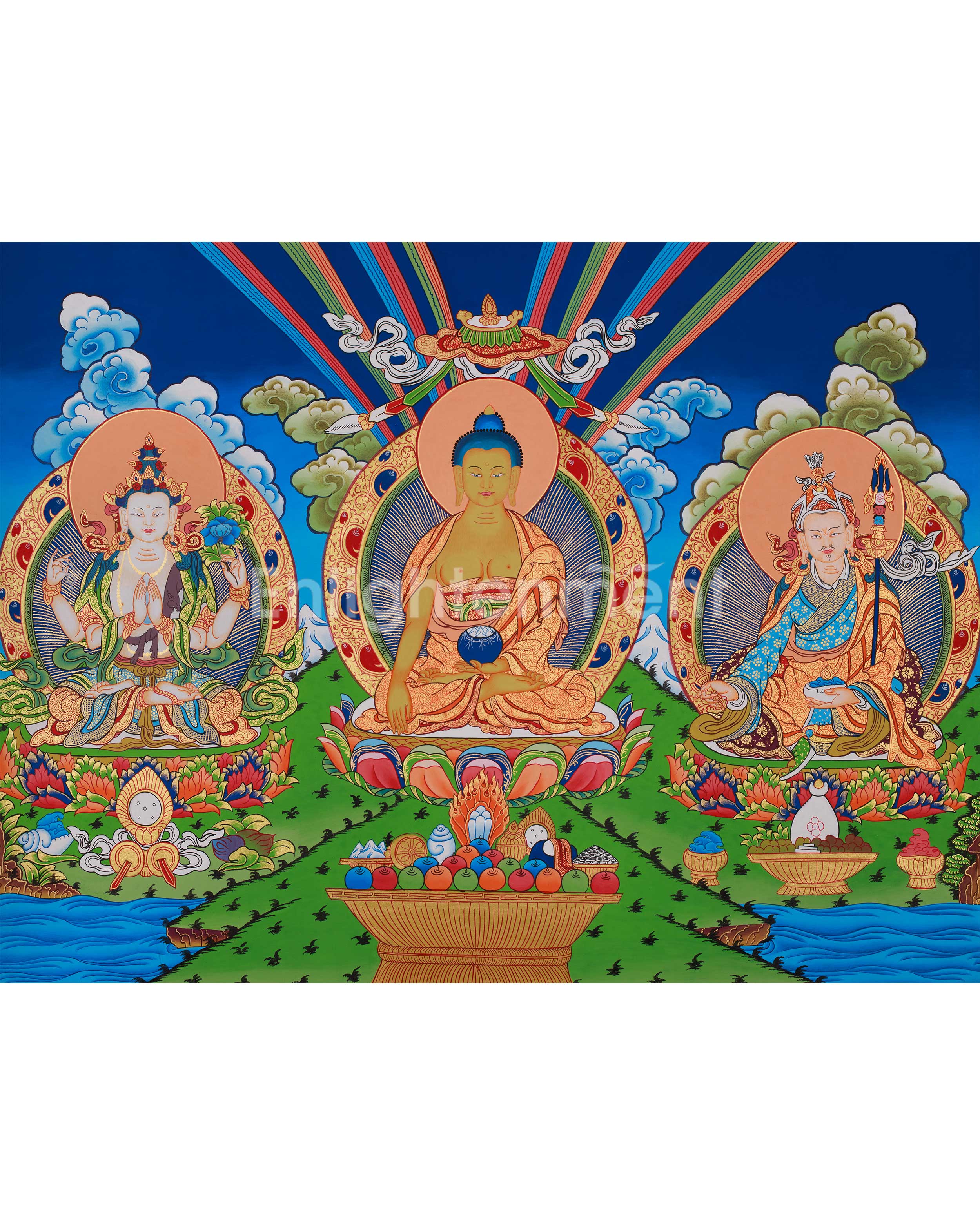 Traditional Buddha Shakyamuni Art | Enlightened One with Guru Rinpoche