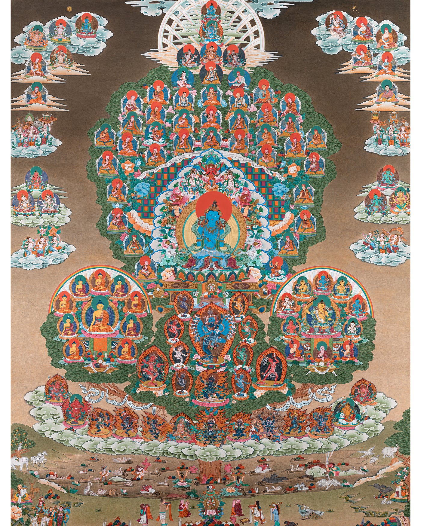 Sakya Refuge Tree | Vajradhara lineage | Tibetan Thangka Painting ...