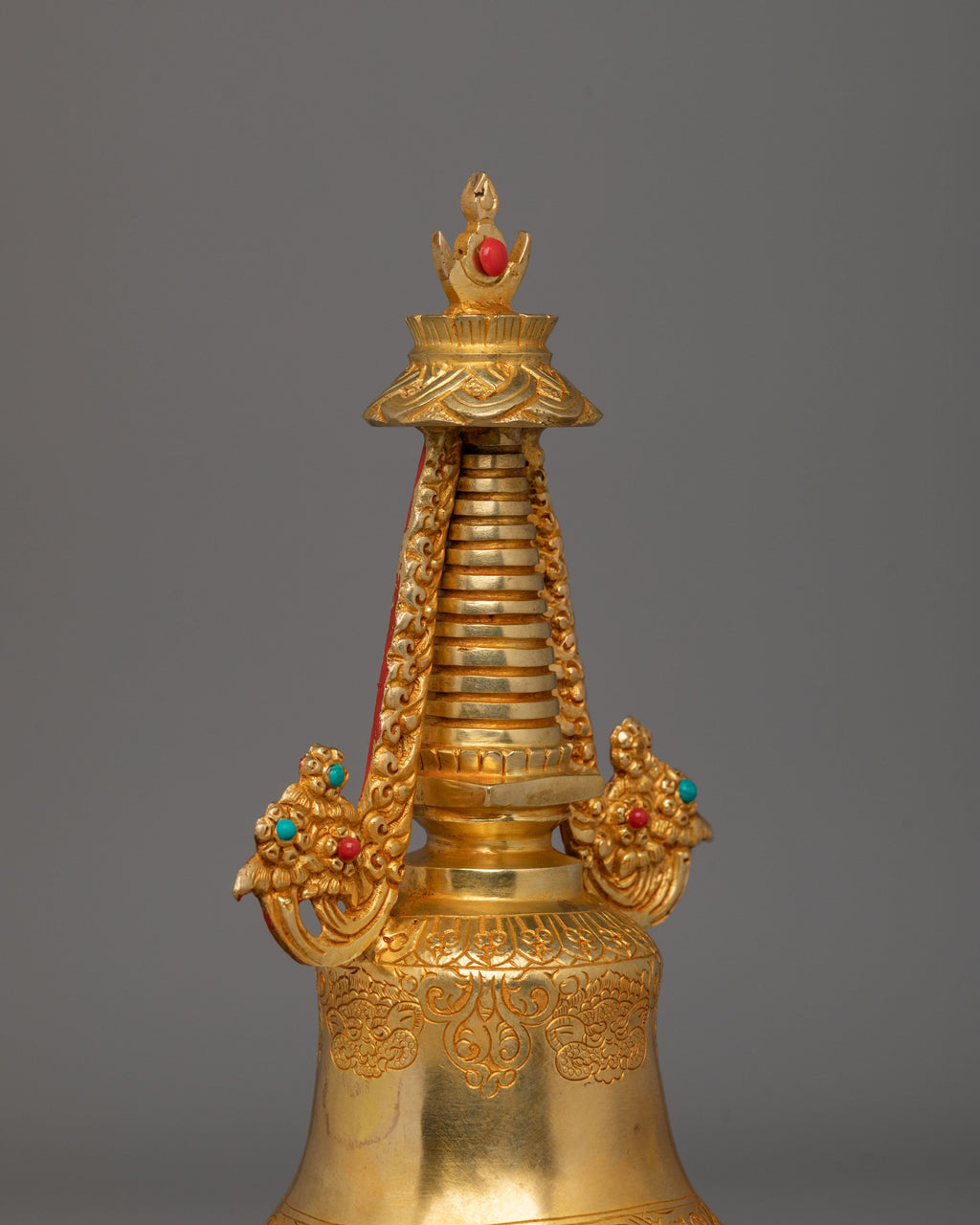 Handmade Parinirvana Stupa | Gold Plated Statue