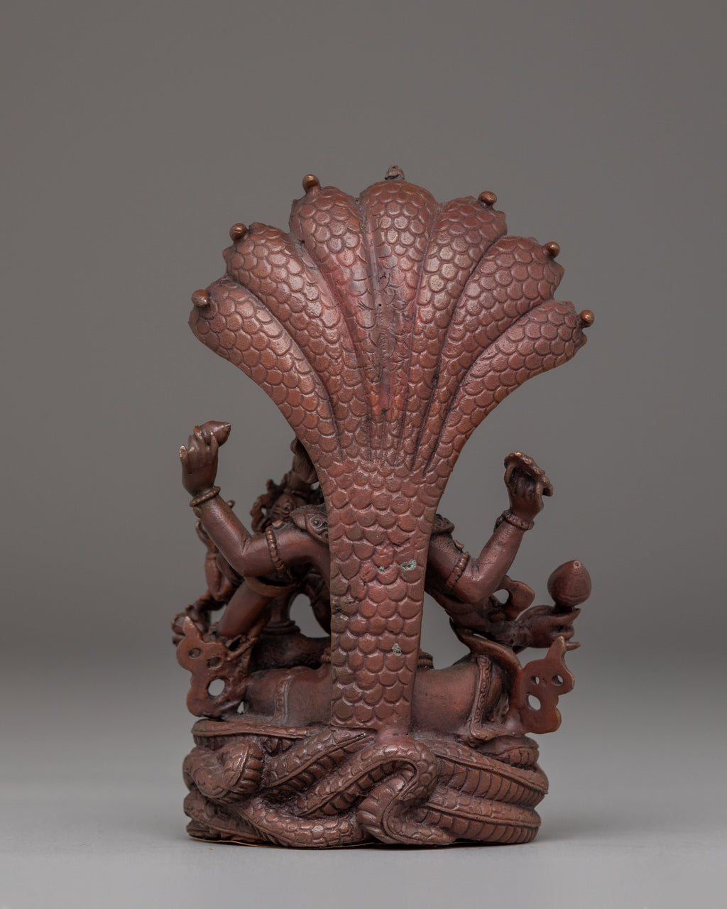 Oxidized Copper Vishnu Statue | Handcrafted Hindu Deity Sculpture