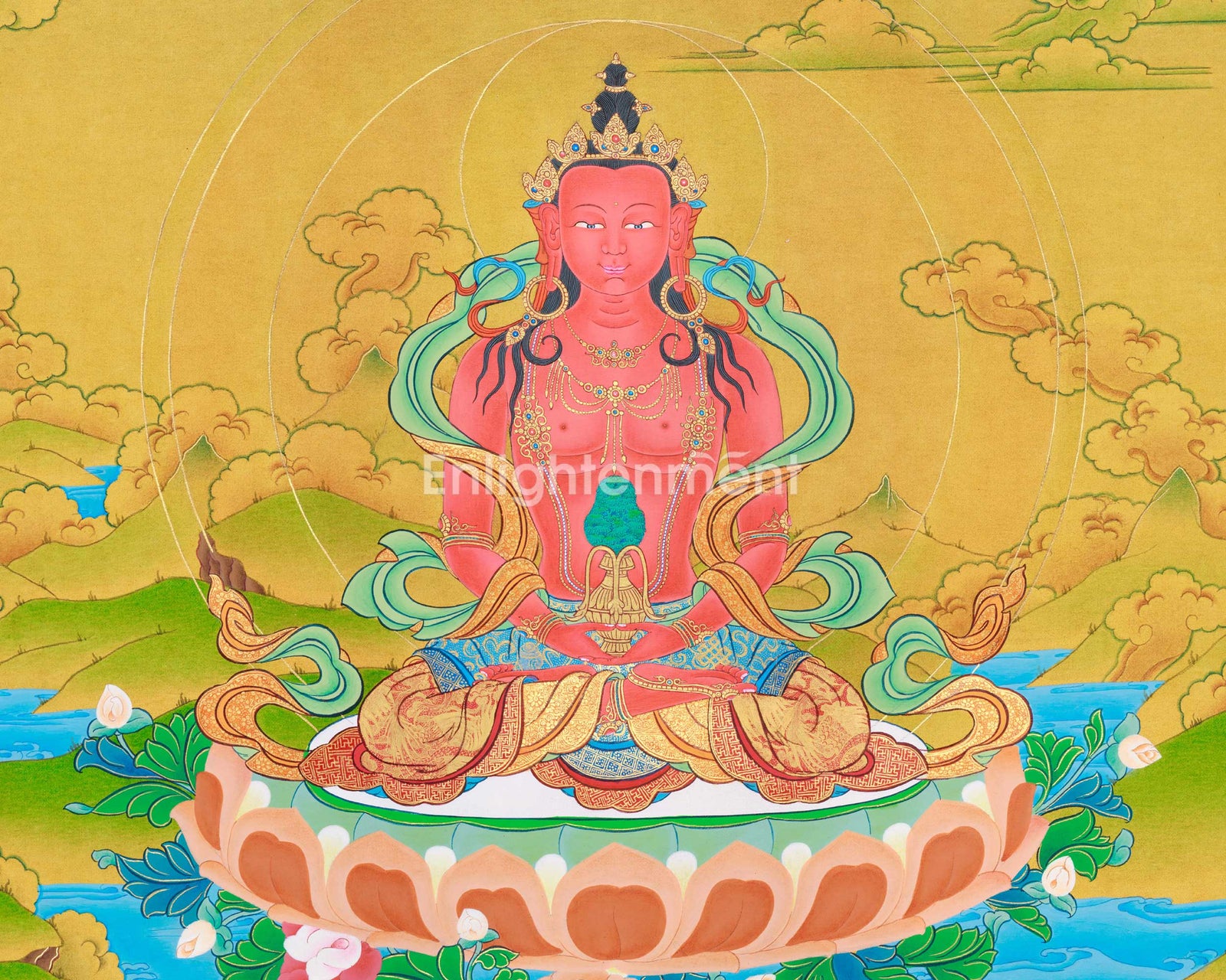 Amitayus Buddha Thangka | Buddhist Deity Amitayus With White Tara, Ami