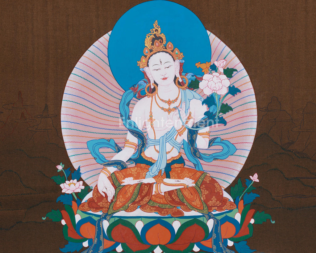 Three Long Life Deities Thangka: White Tara, Amitayus Buddha and Namgy