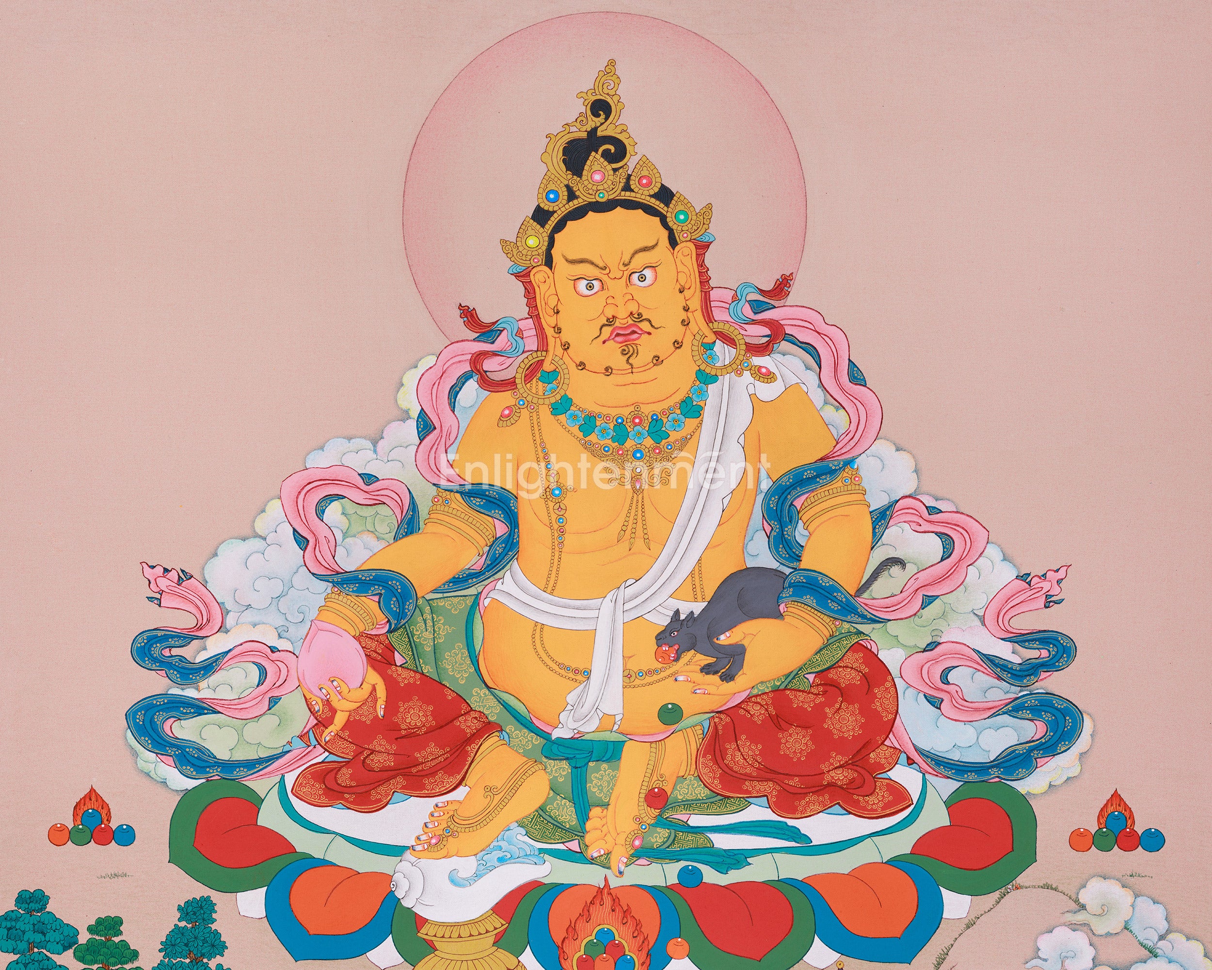 Buddhist Dzambhala Figure - Tibetan Wealth Deity – Enlightenment Thangka