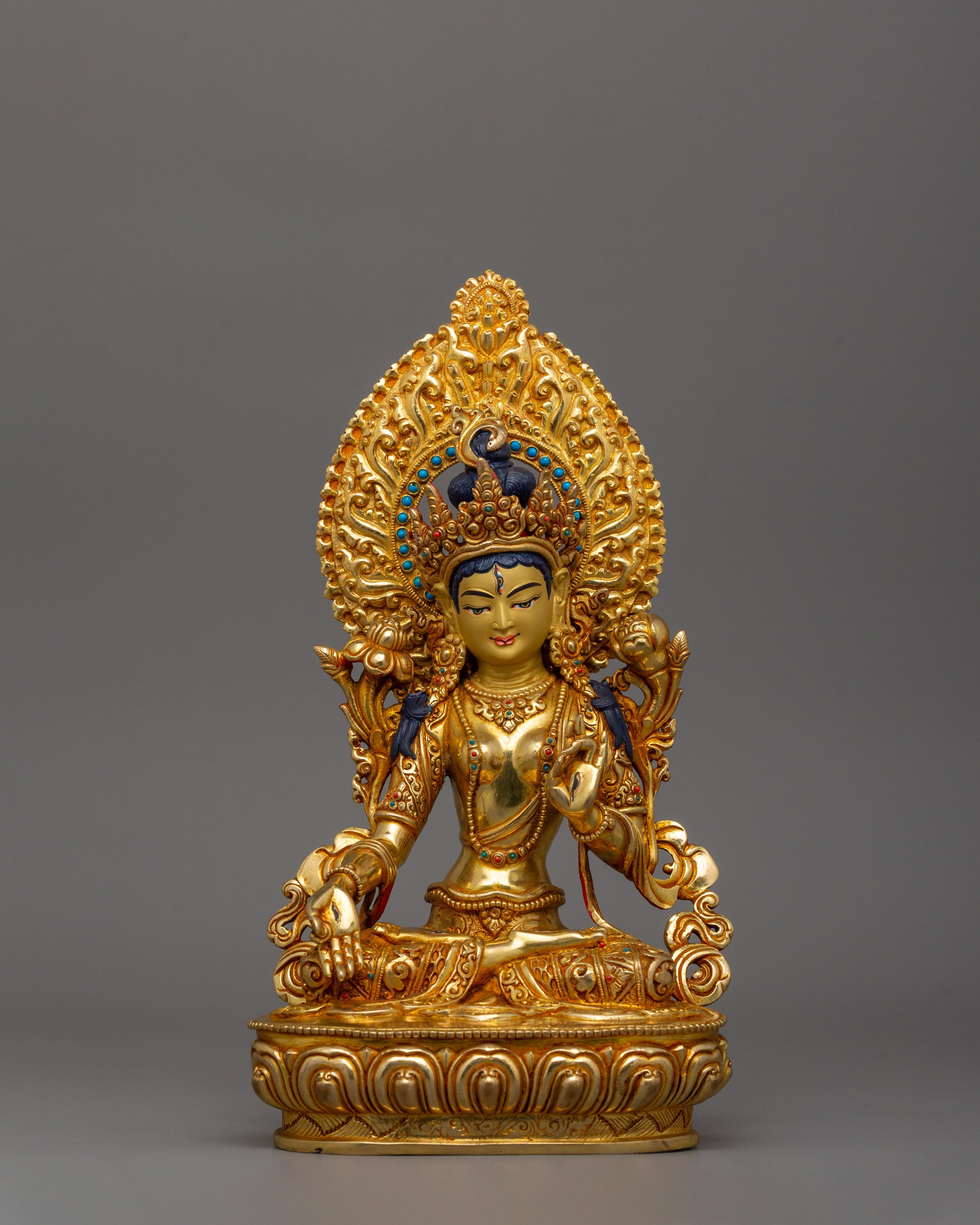 Tibetan Statue of Seven-Eyes Deity White Tara | Goddess of Compassion