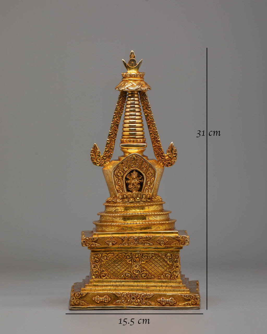 Buddhist Handcrafted Stupa for Rituals | Sacred Tibetan Stupa Art