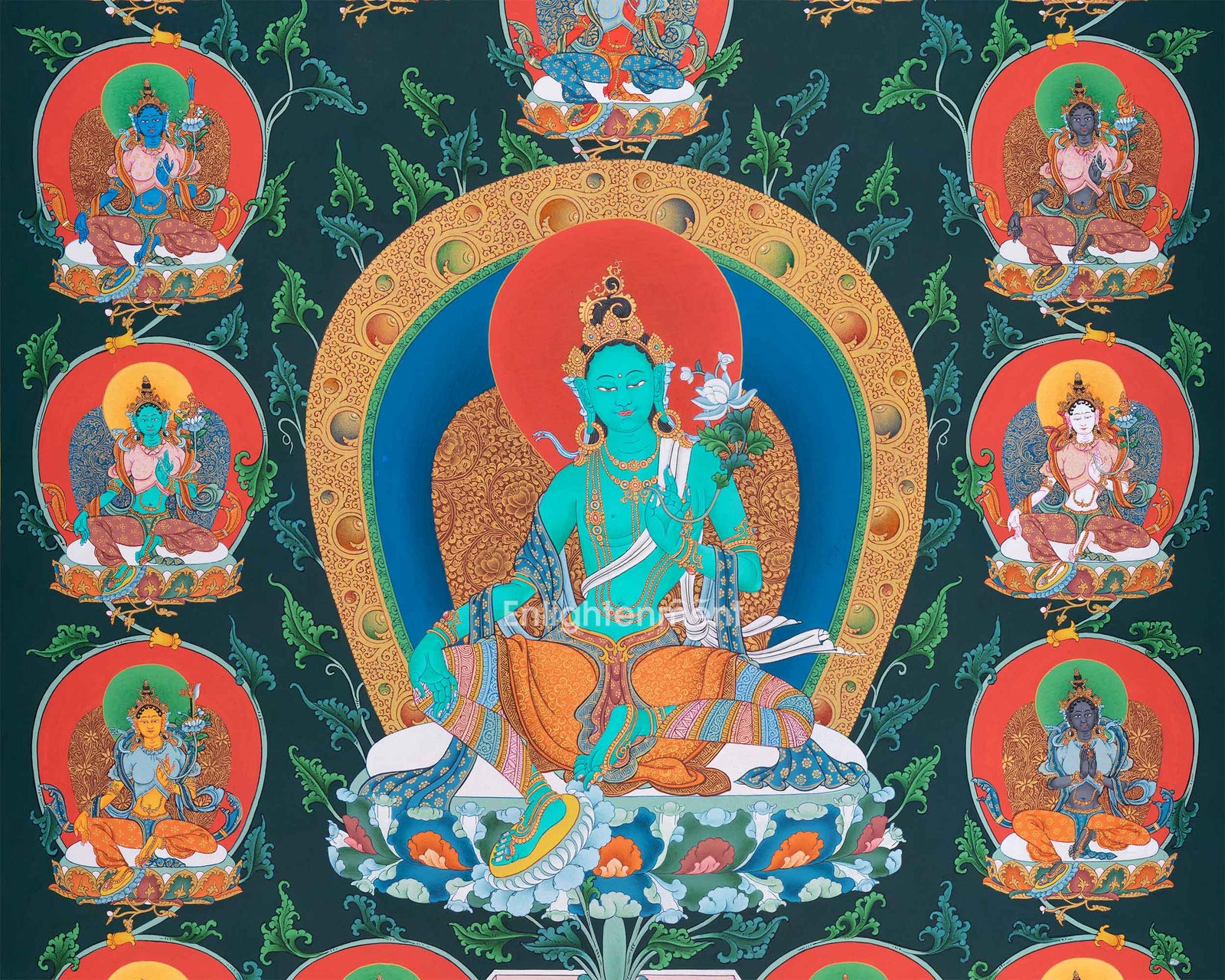 Thangka of 21 Tara Goddess | Traditional Karma Gadri Painting