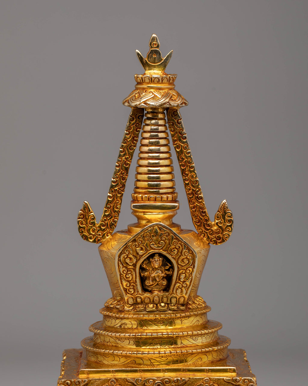 Buddhist Handcrafted Stupa for Rituals | Sacred Tibetan Stupa Art