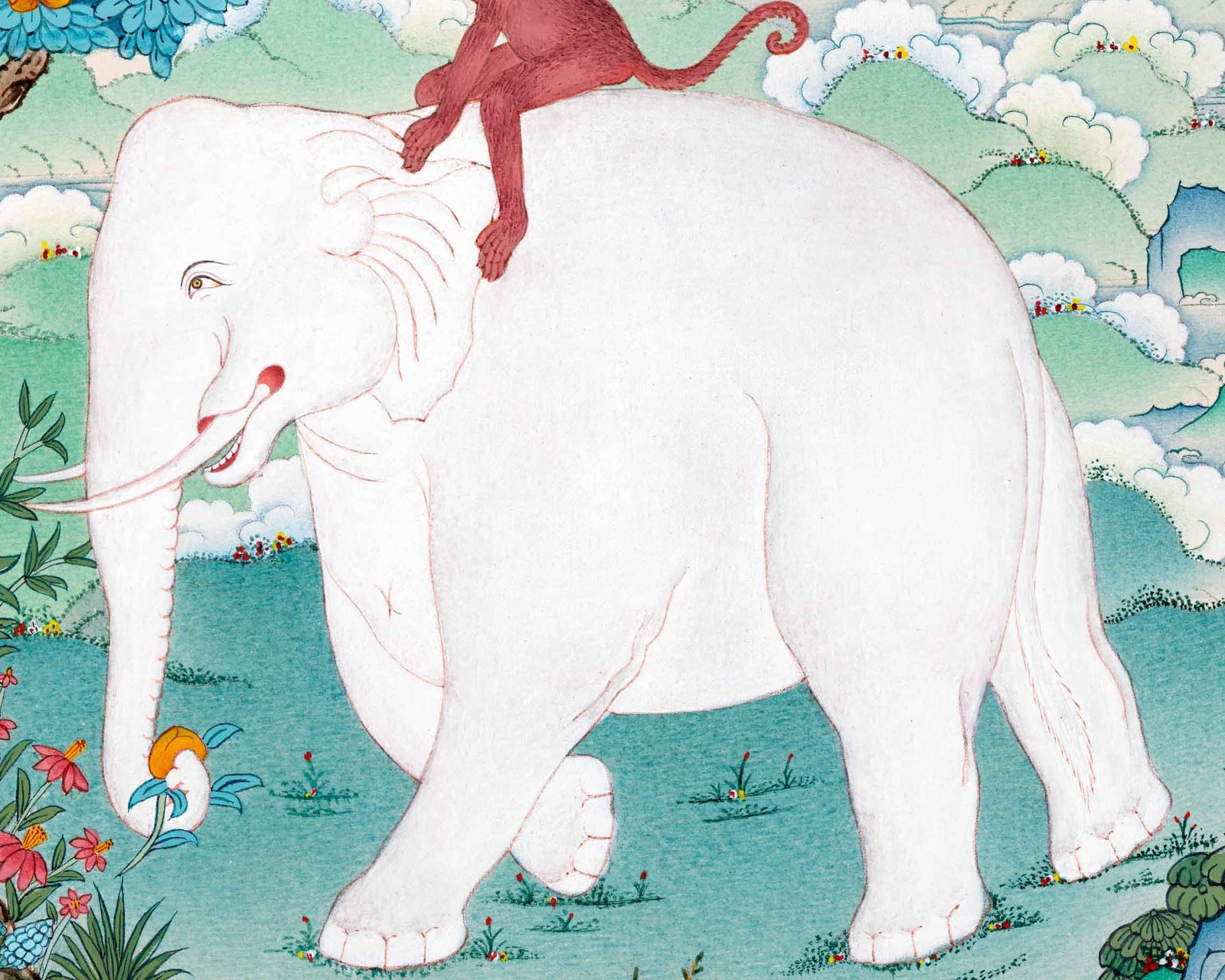 The Tale of Four Harmonious Friends | Tale of Jātaka Thangka