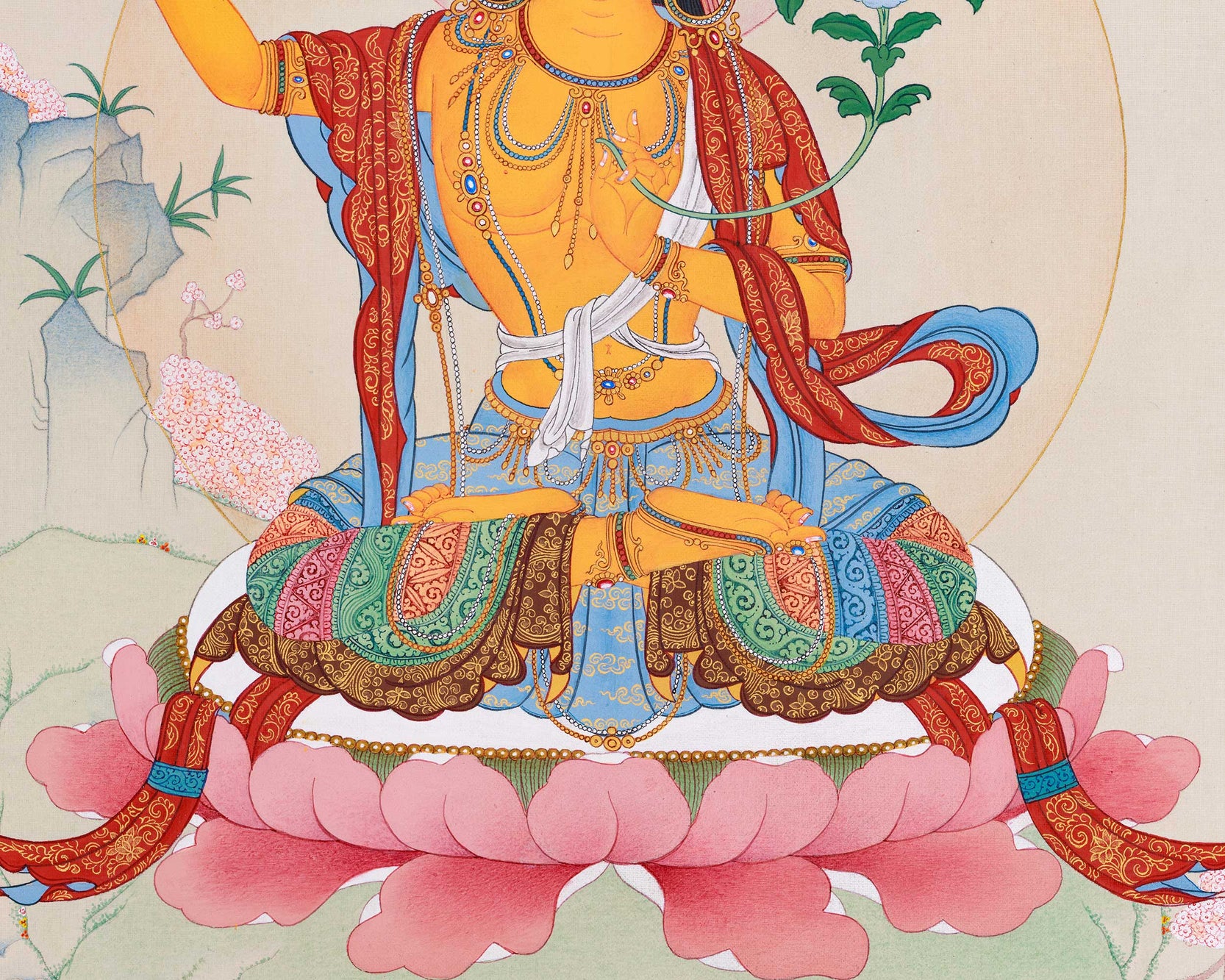 Symbol of Wisdom: Manjushri Thangka | Hand-Painted Tibetan Artwork ...