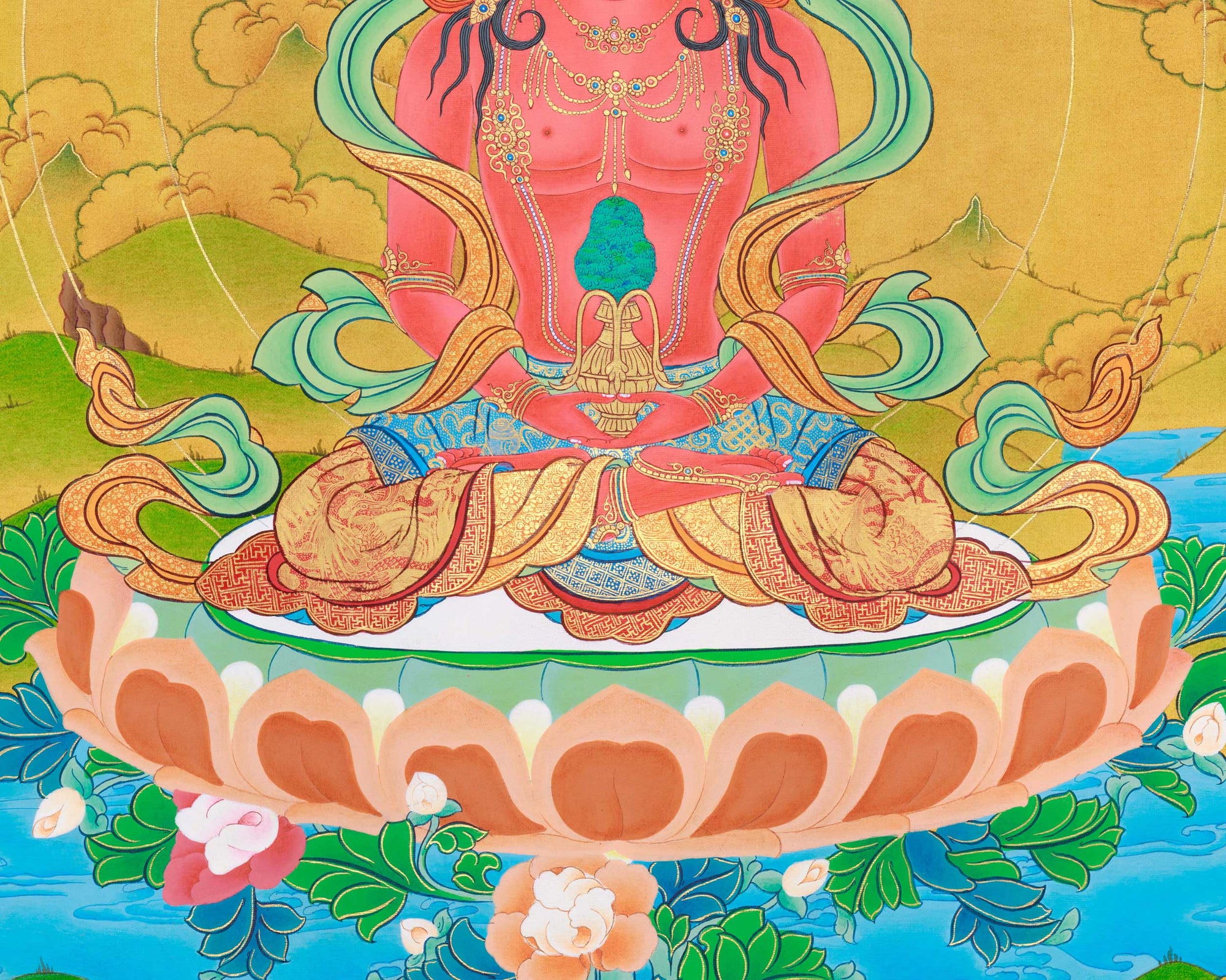 Amitayus Buddha Thangka | Buddhist Deity Amitayus With White Tara, Ami ...
