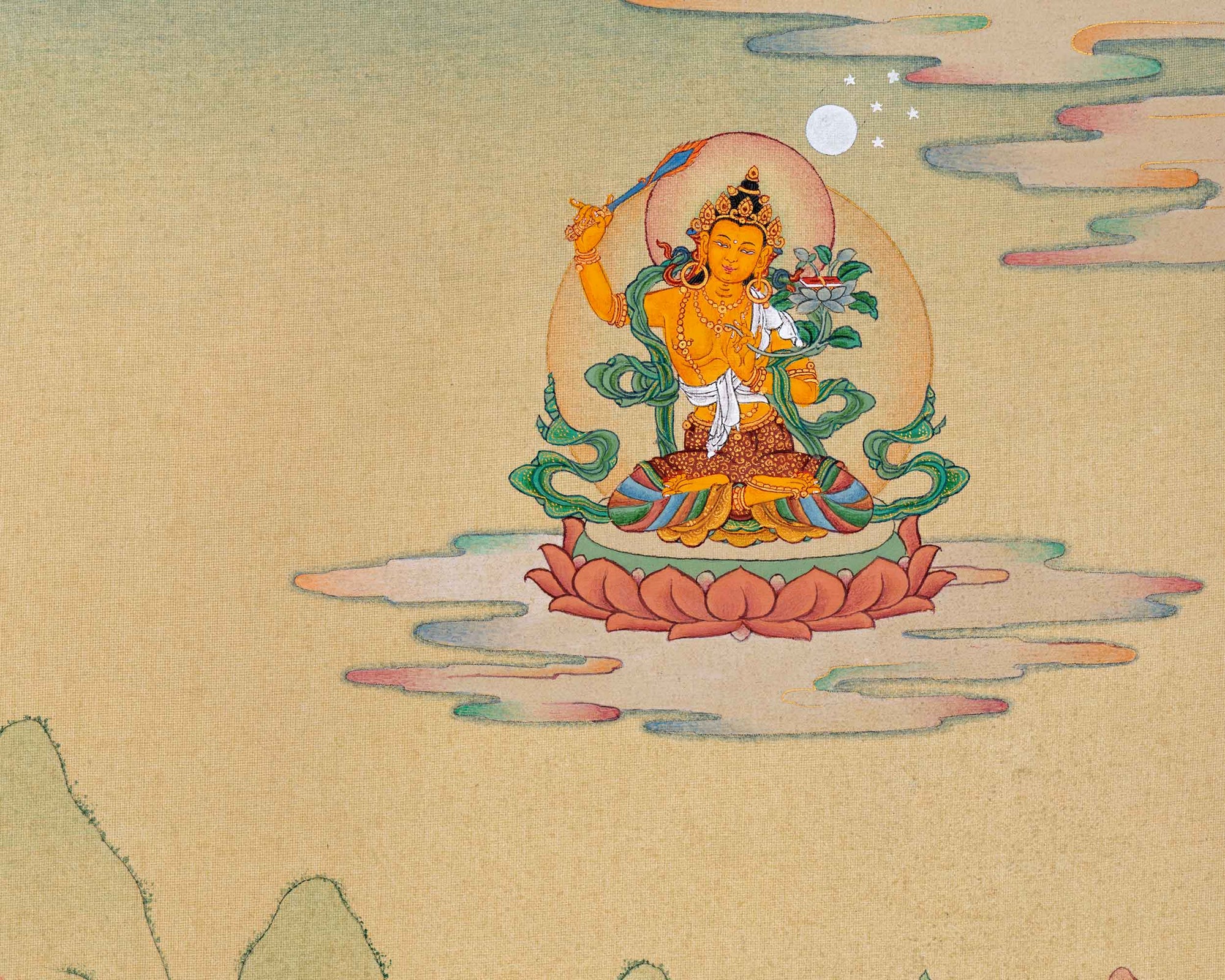 Tibetan Bodhisattvas Thangka | Chenrezig. Manjushri and Vajrapani ...