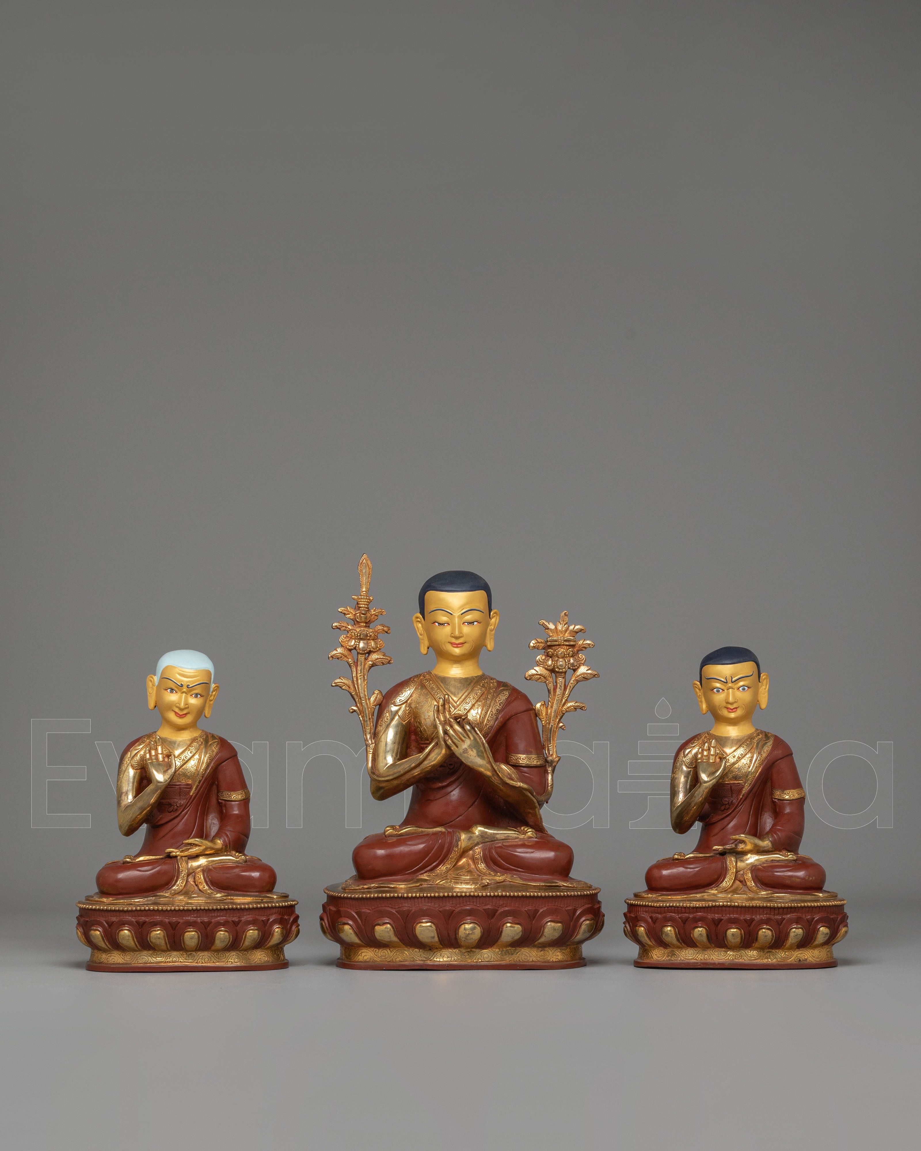 Tsongkhapa Statue Set: The Founders of Gelug School