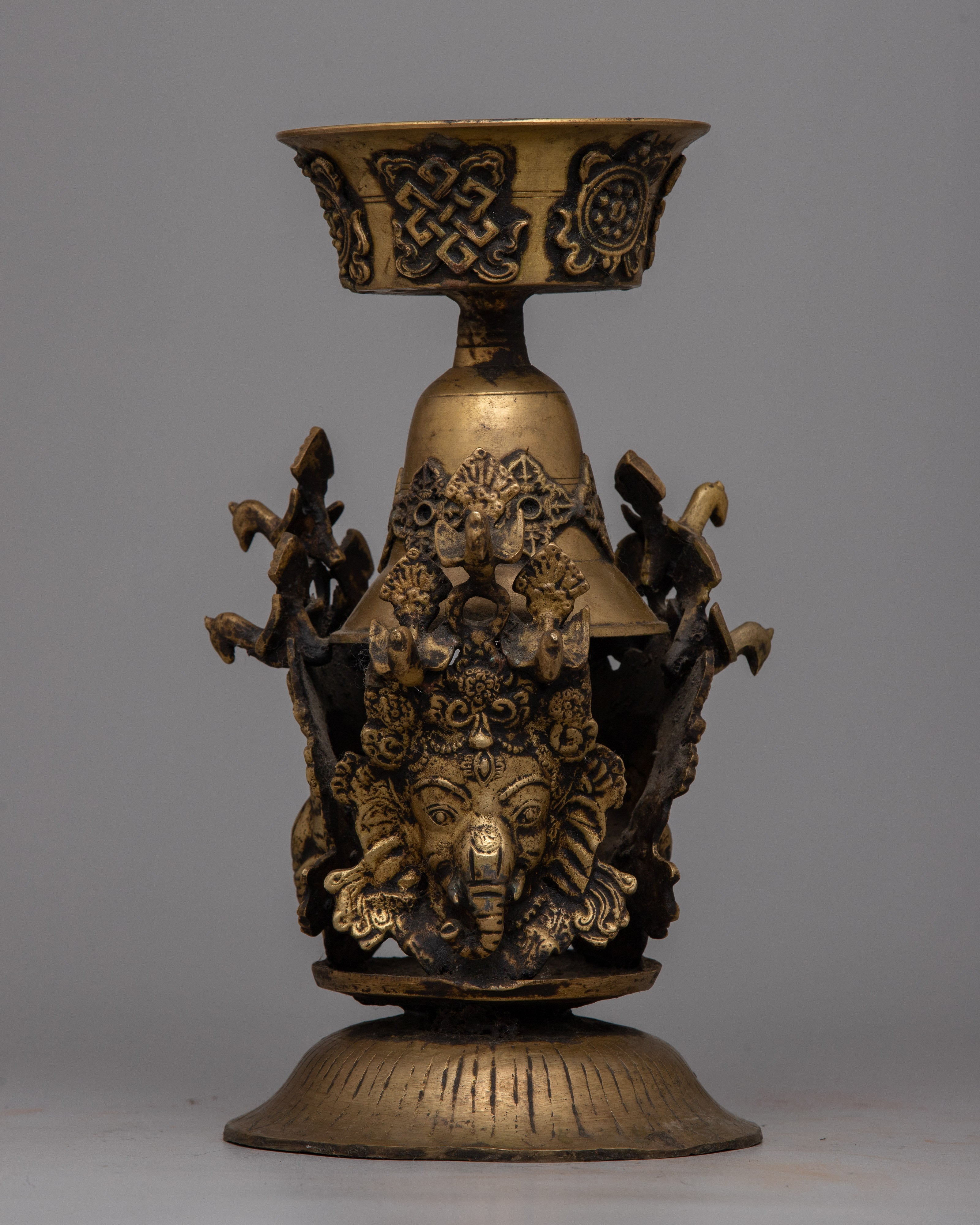 Butter Lamp Prayer | Ganesh Carved Lamp for Offering