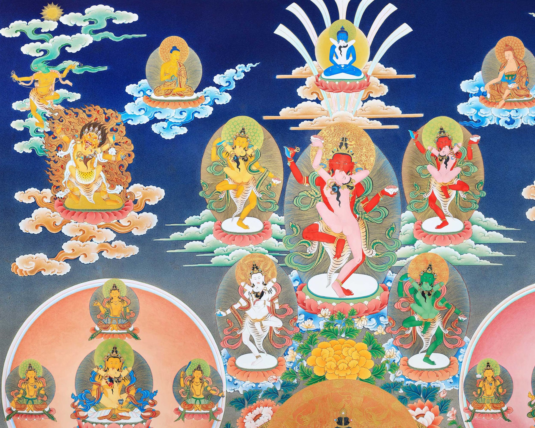 42 Peaceful Deities | Bardo Thangka | Tibetan Thangka Prints