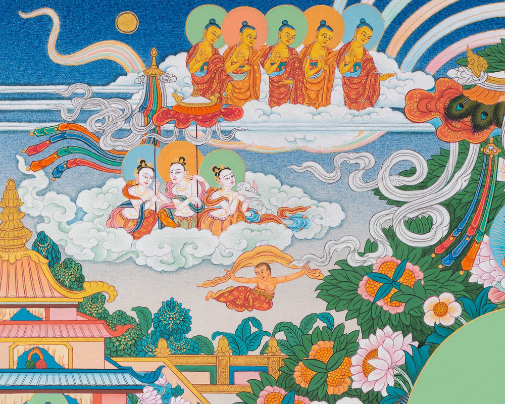 Thangka Print Of Infinite Light Buddha | Amitabha Singham Art