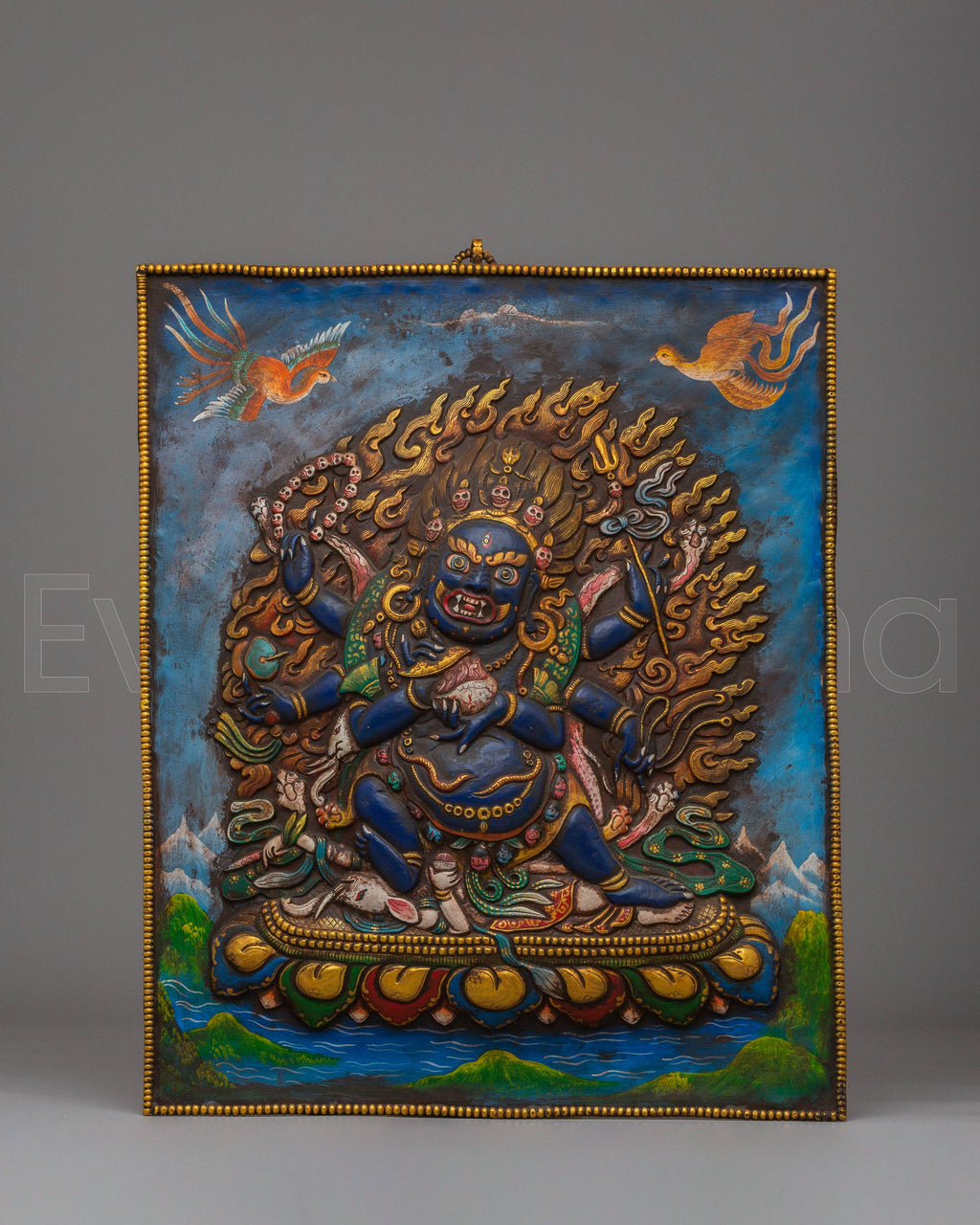 Handmade Six-Armed Mahakala Wall Hanging | A Symbol of Protection and Power