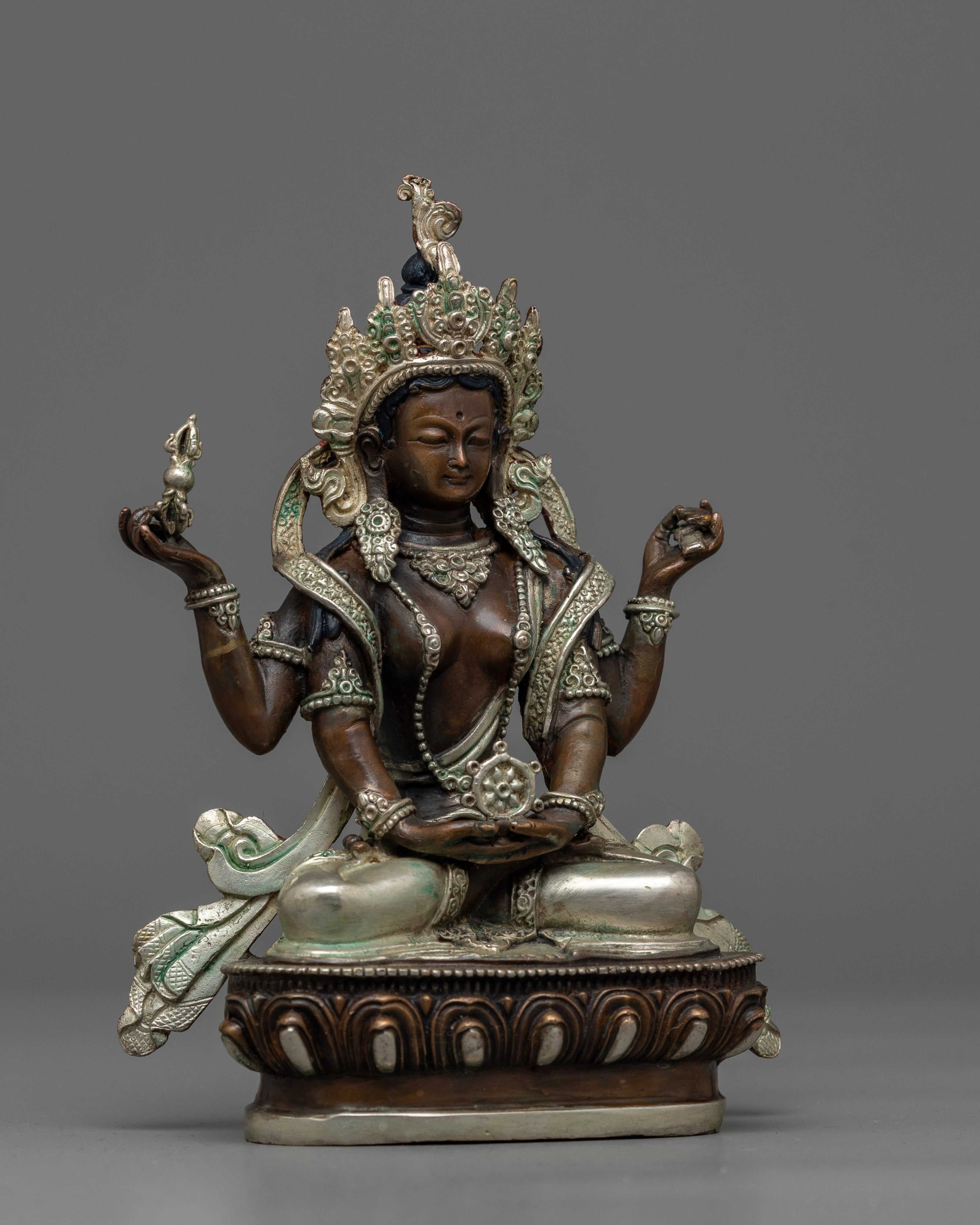 Prajna Paramita Goddess Statue | Silver Electroplated Essence of Wisdo ...