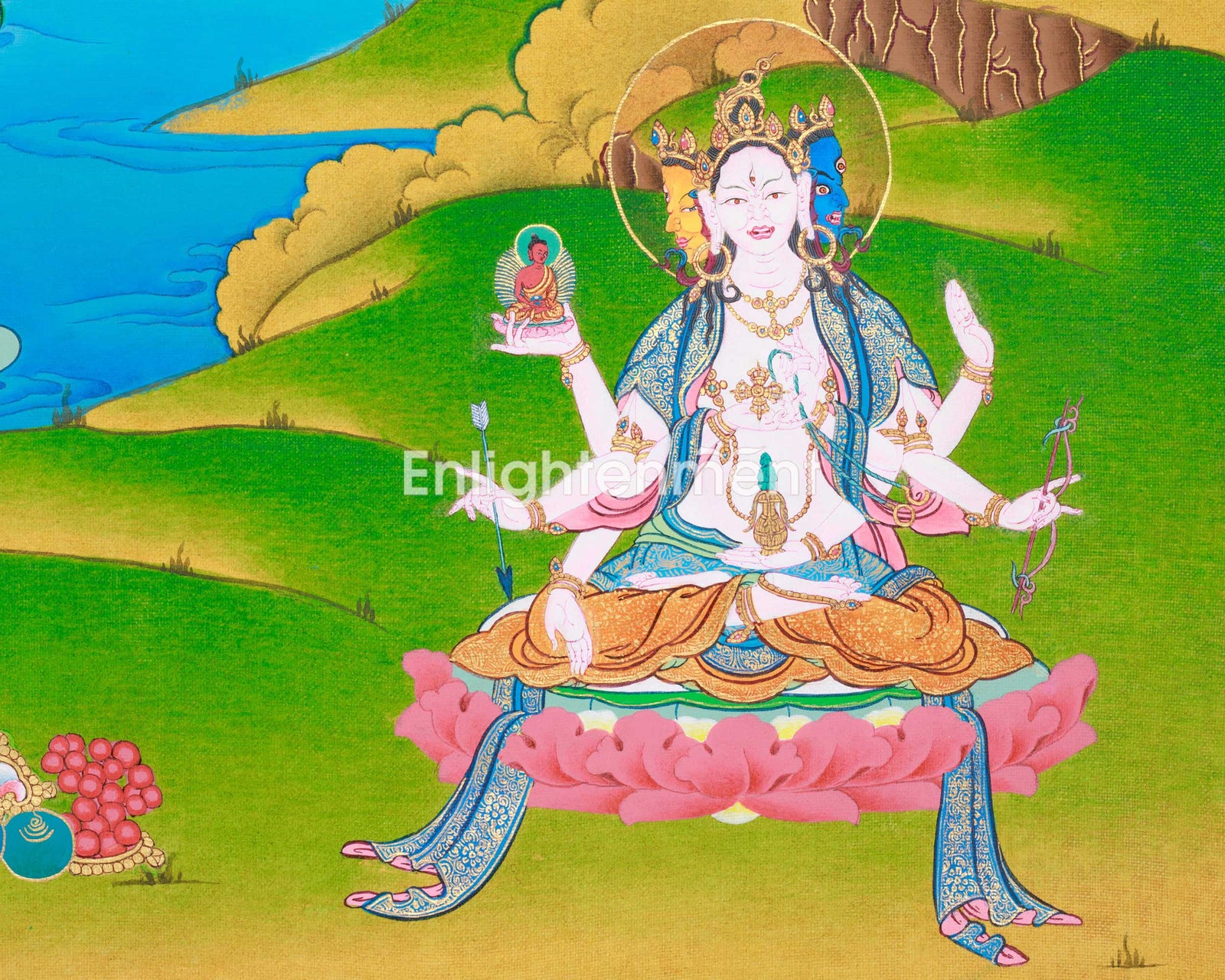 Amitayus Buddha Thangka | Buddhist Deity Amitayus With White Tara, Ami