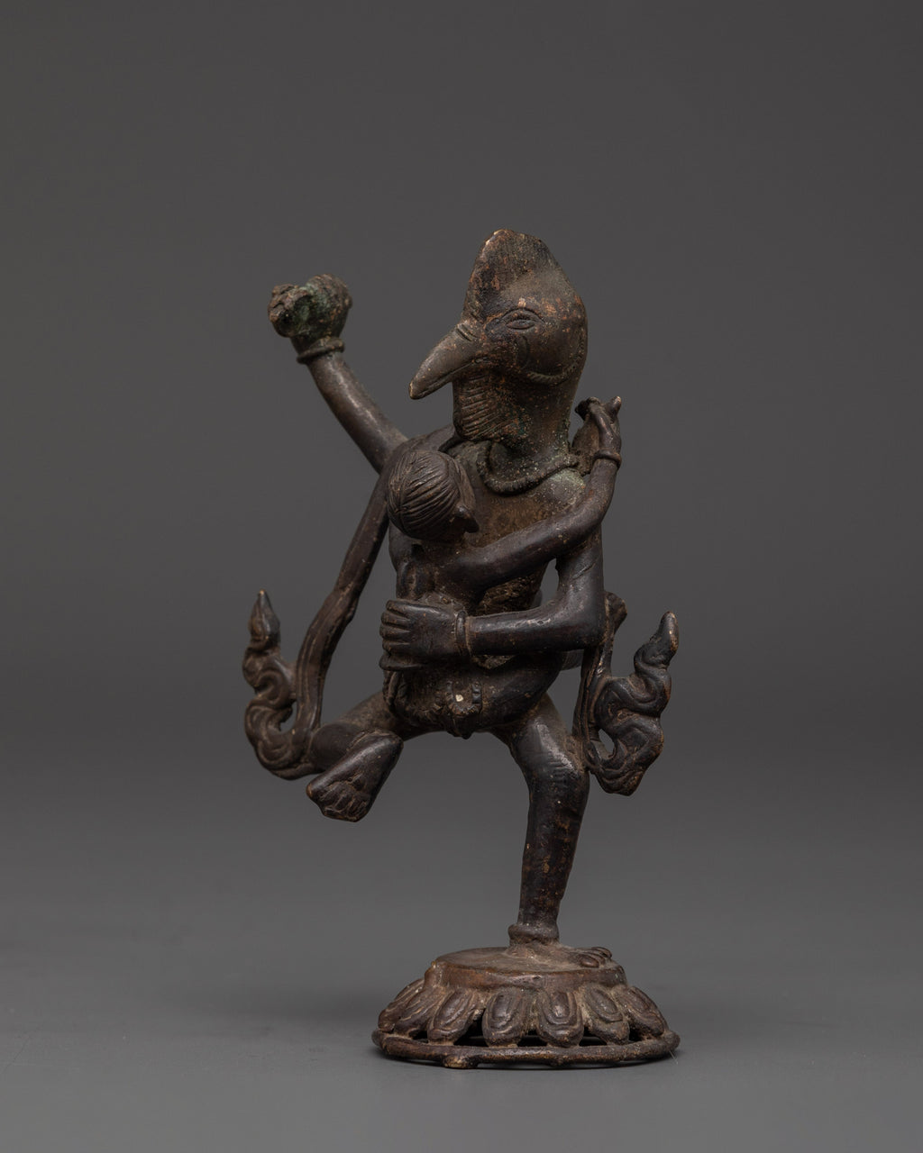 Tibetan Garuda Copper Statue with his Consort | Protector Deity for Me