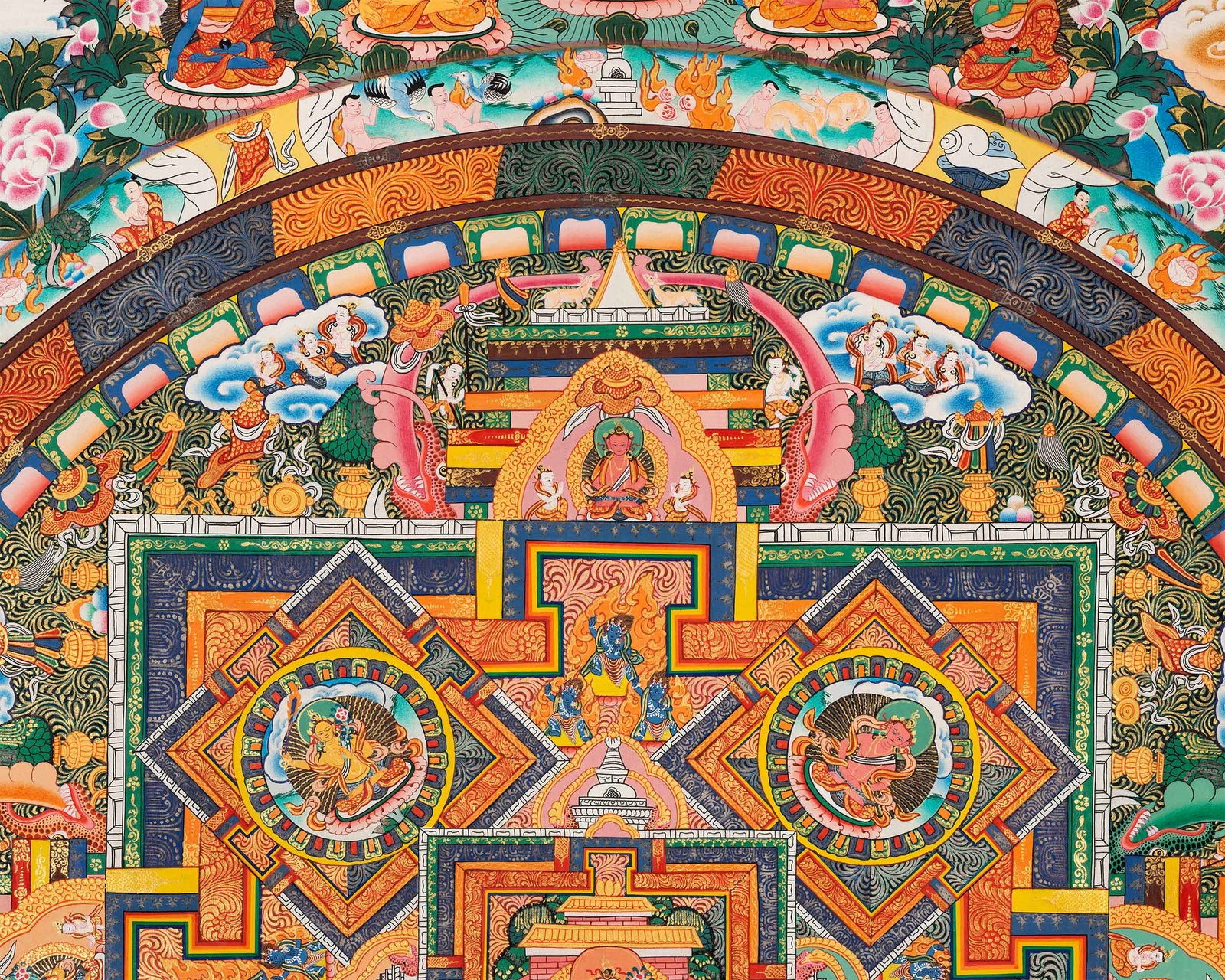 Chenrezig Mandala Art Drawing Print For Spiritual Practice