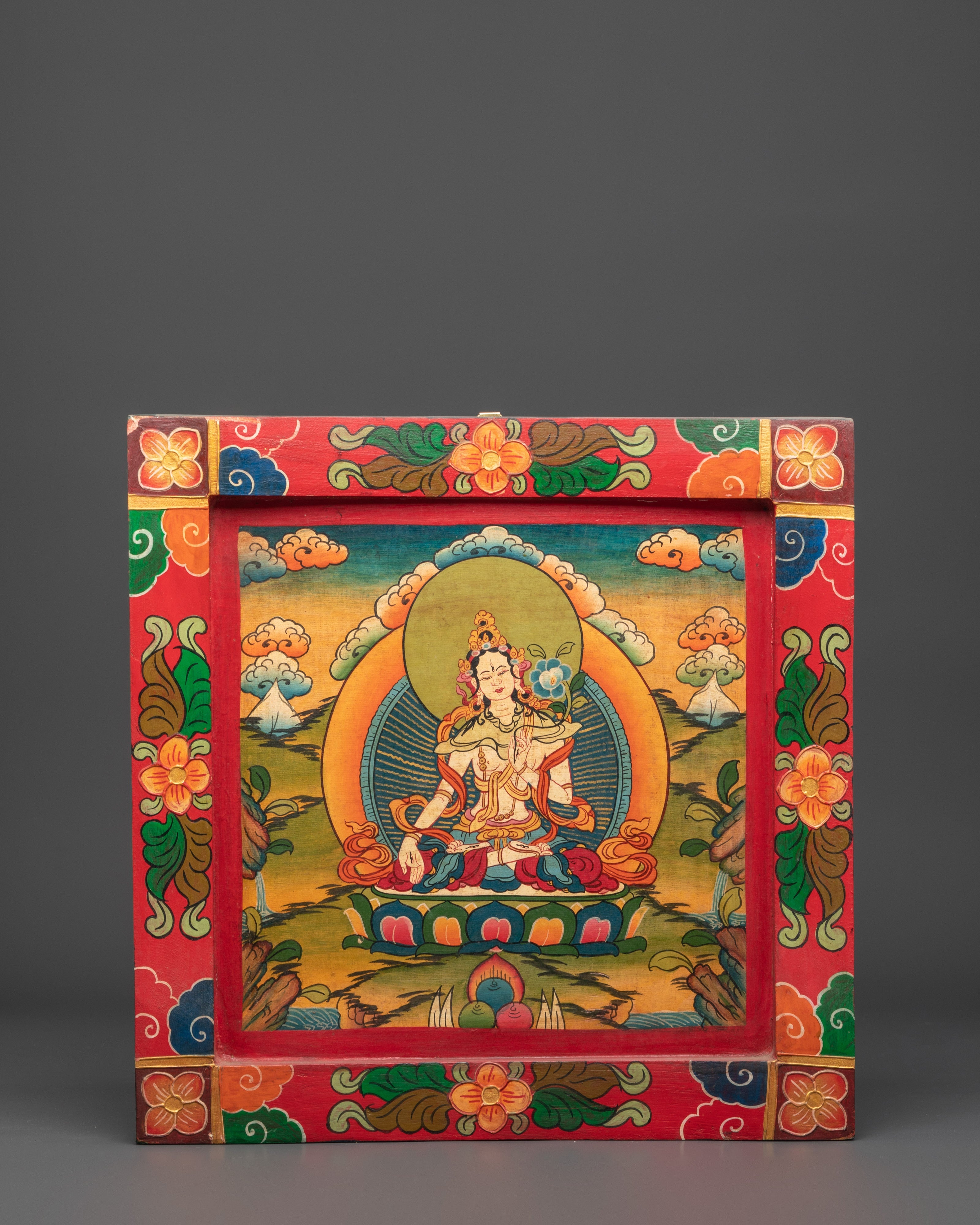 Handcrafted White Tara Wall Art | Tibetan Spiritual Goddess Painting on ...