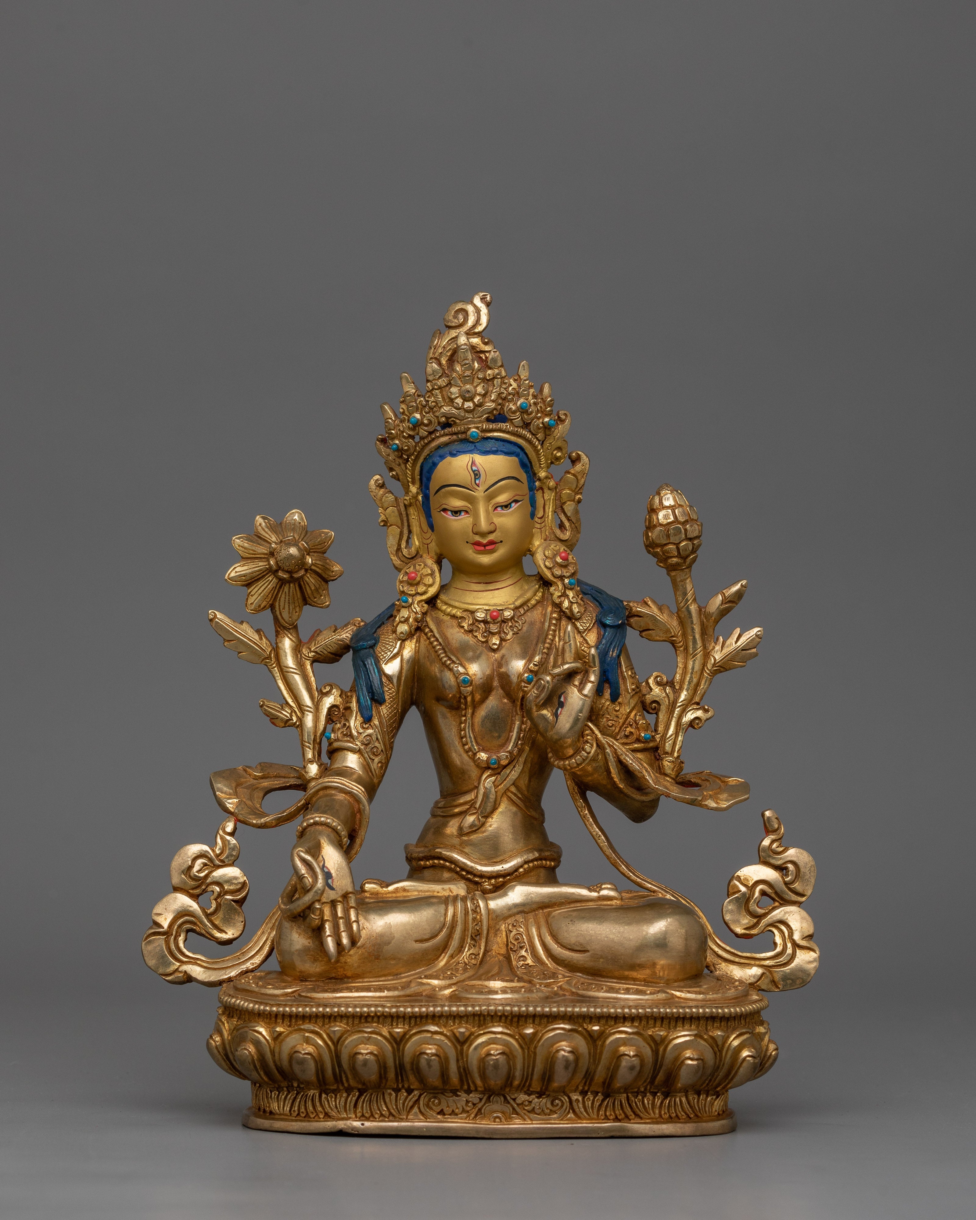 Beautiful Goddess 7 Eyes White Tara Statue | Female Mother Deity