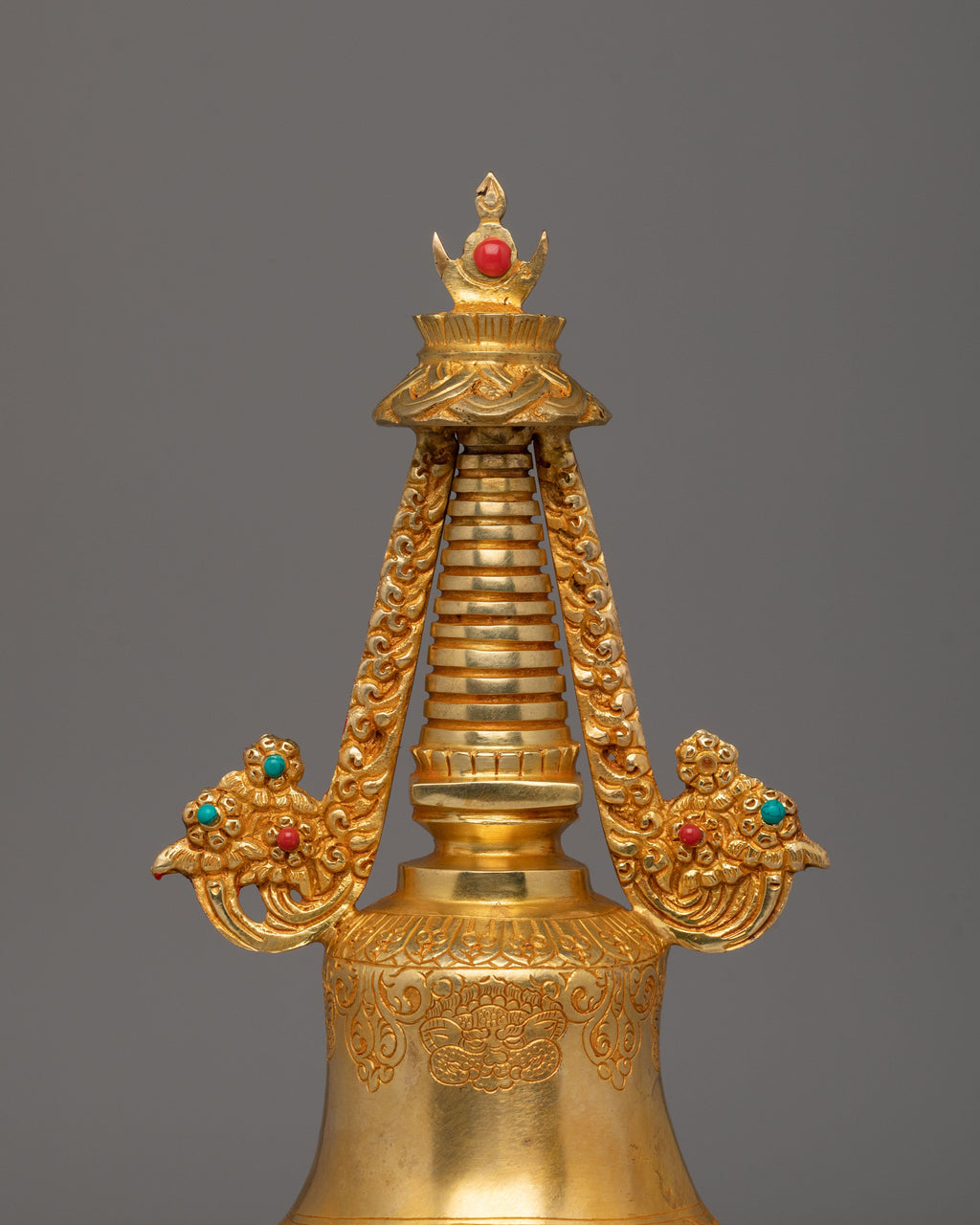 Handmade Parinirvana Stupa | Gold Plated Statue