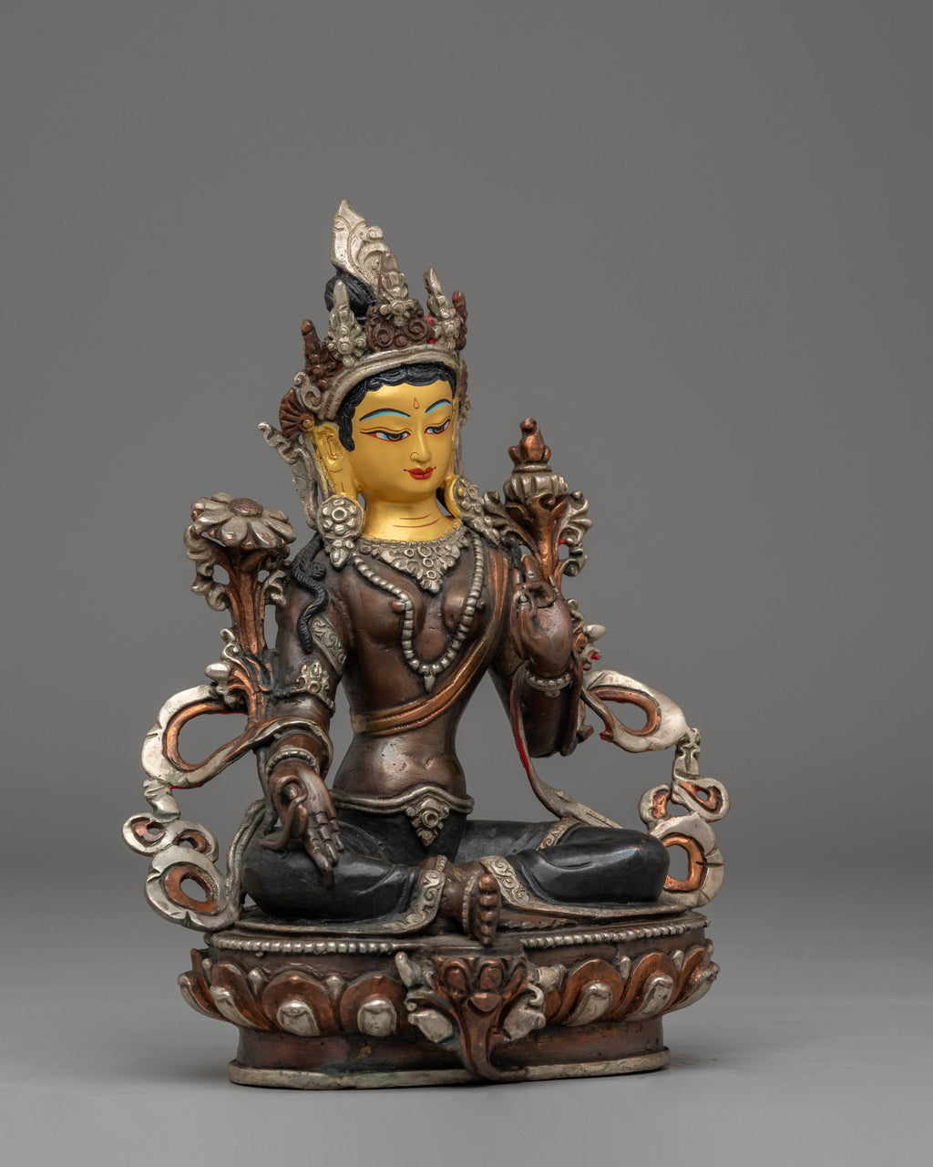 Green Tara Statue Mother of all Buddha | Handcrafted Copper Sculpture