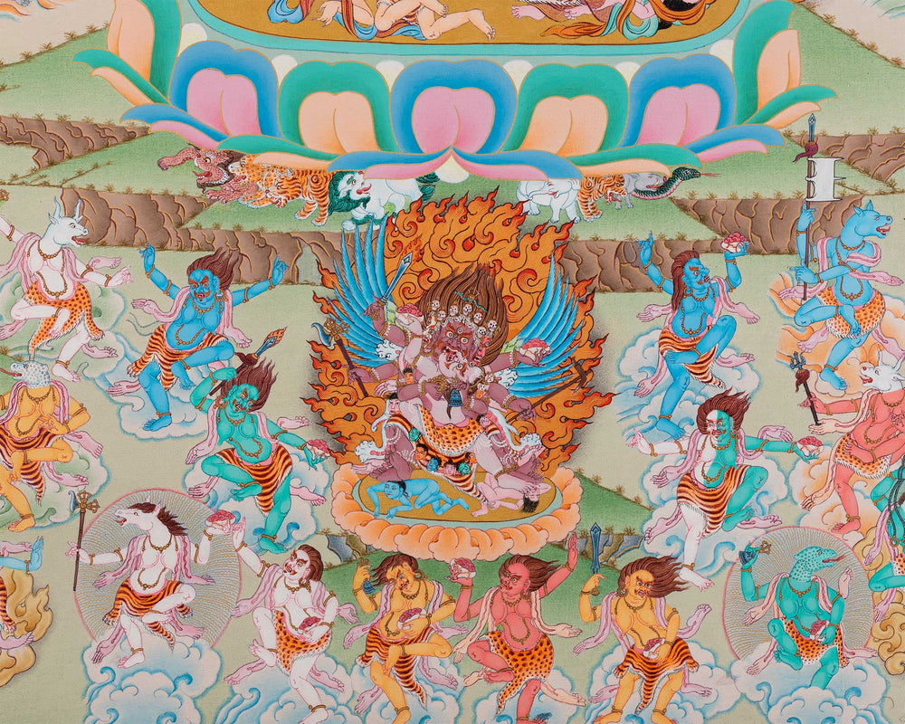 58 Wrathful Bardo Deity Thangka Print | 100 Deities of Bardo