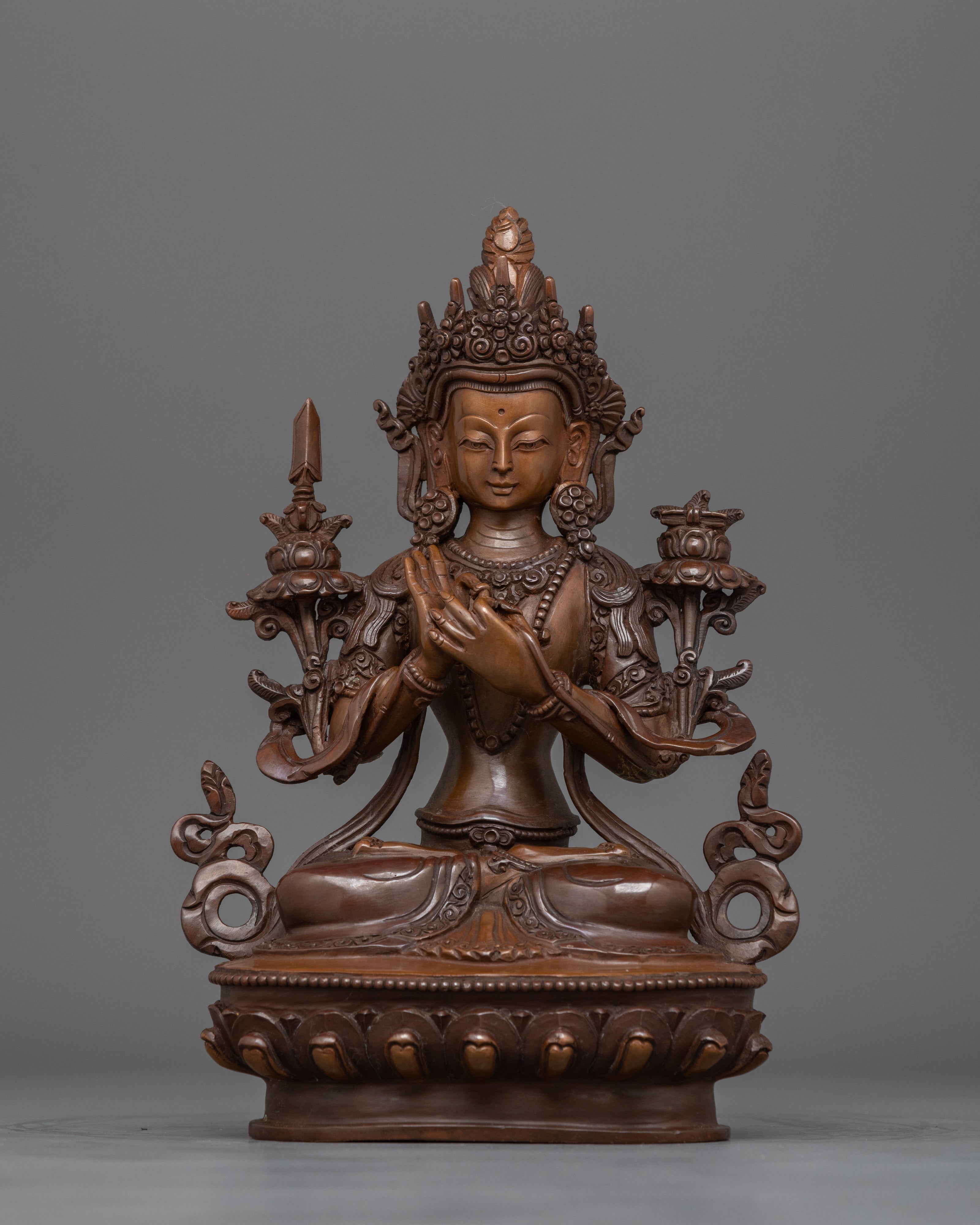 Spiritual Wisdom Figure of Bodhisattva Manjushri | Handcrafted Meditat