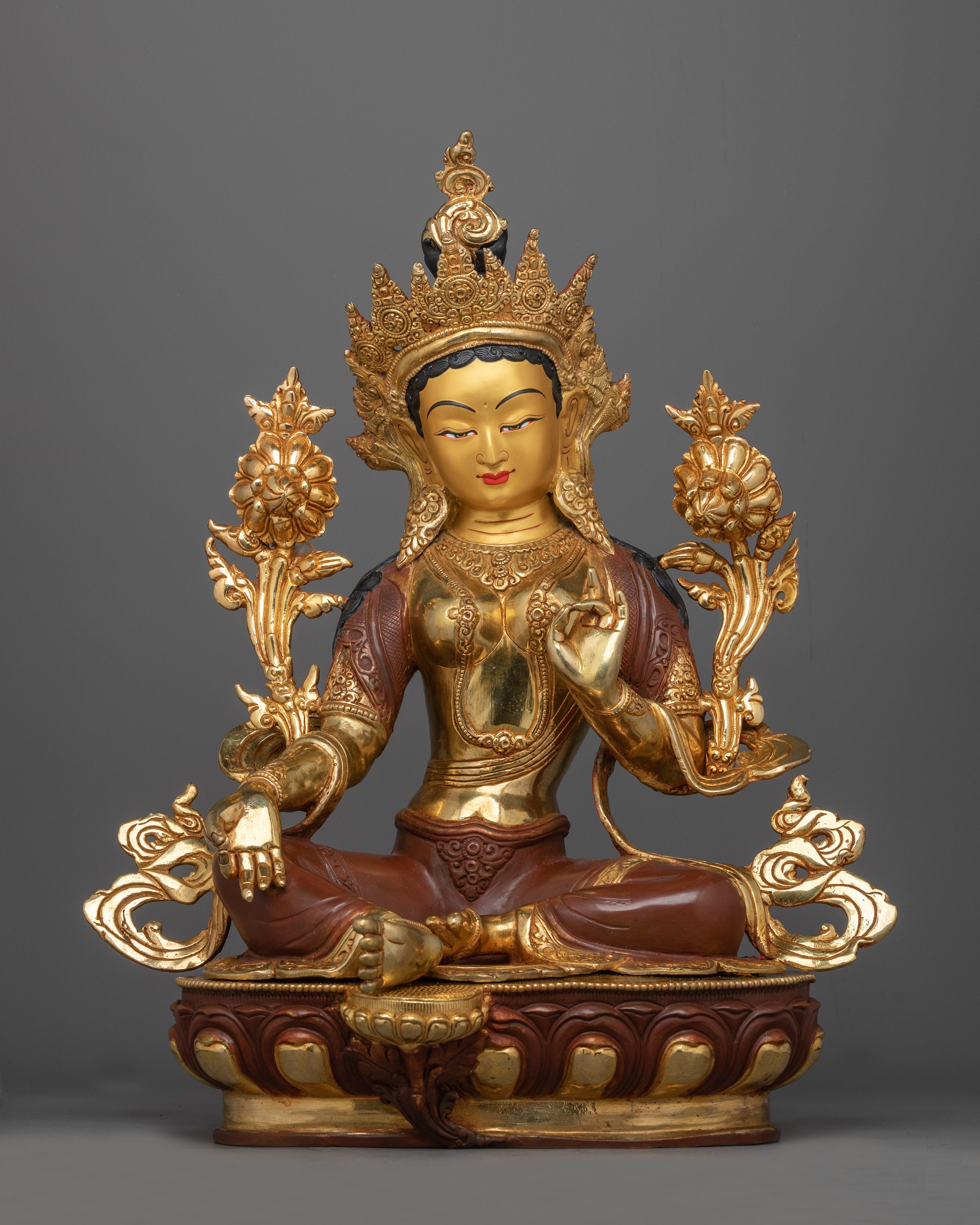 Green Tara Handcrafted Female Deity Statue | Embodiment of Active Comp