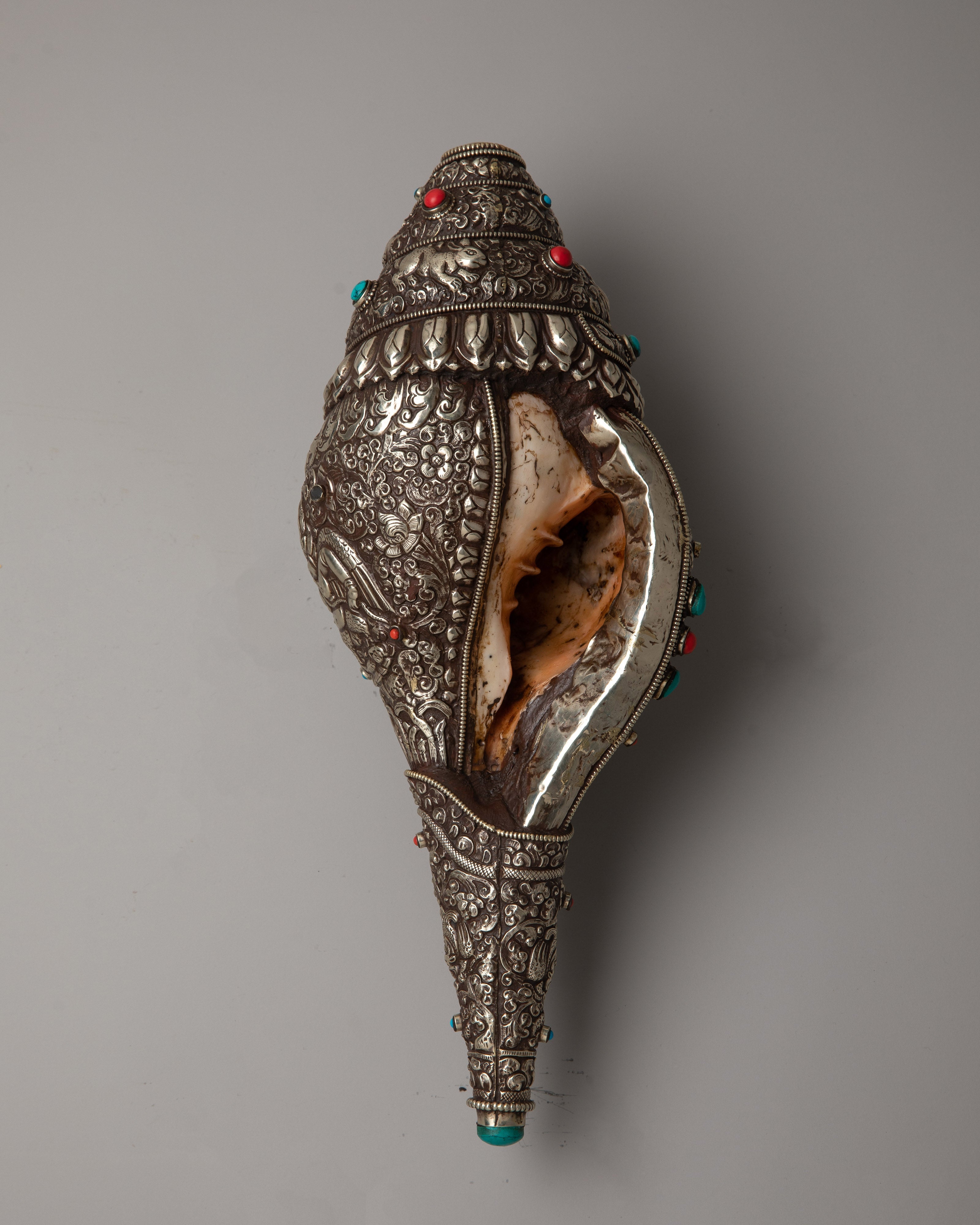 White Metal Pooja Shankh | Sacred Conch Shell for Rituals and Spiritua