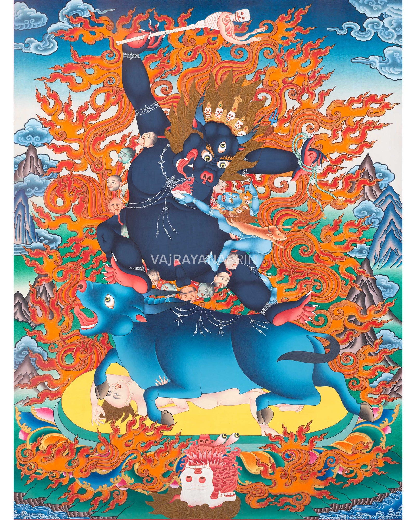 High-Quality Giclee Print Of Yama Dharmaraja | Traditional Nepali