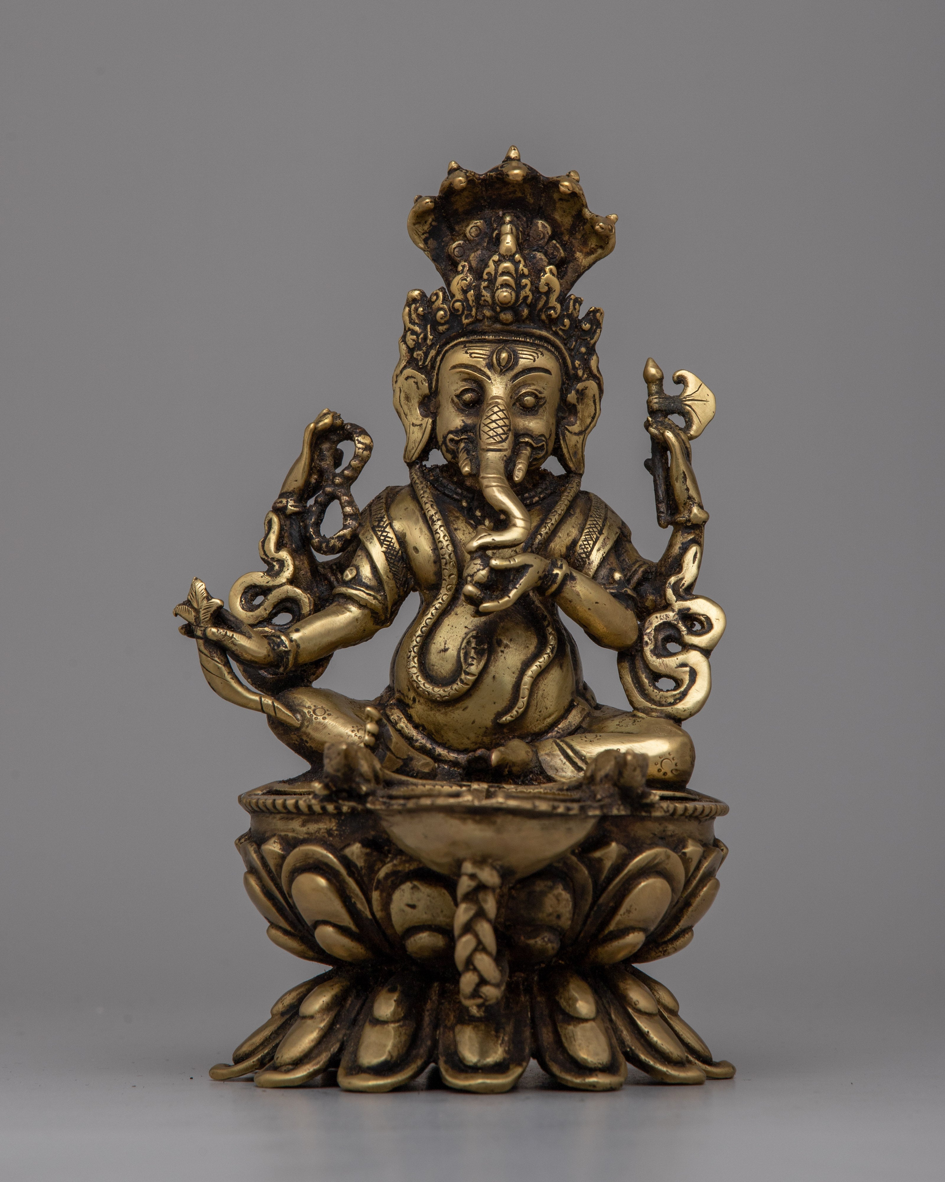 Brass Ganesha Lamp | Handmade Hindu Elephant God Diya Oil Lamp