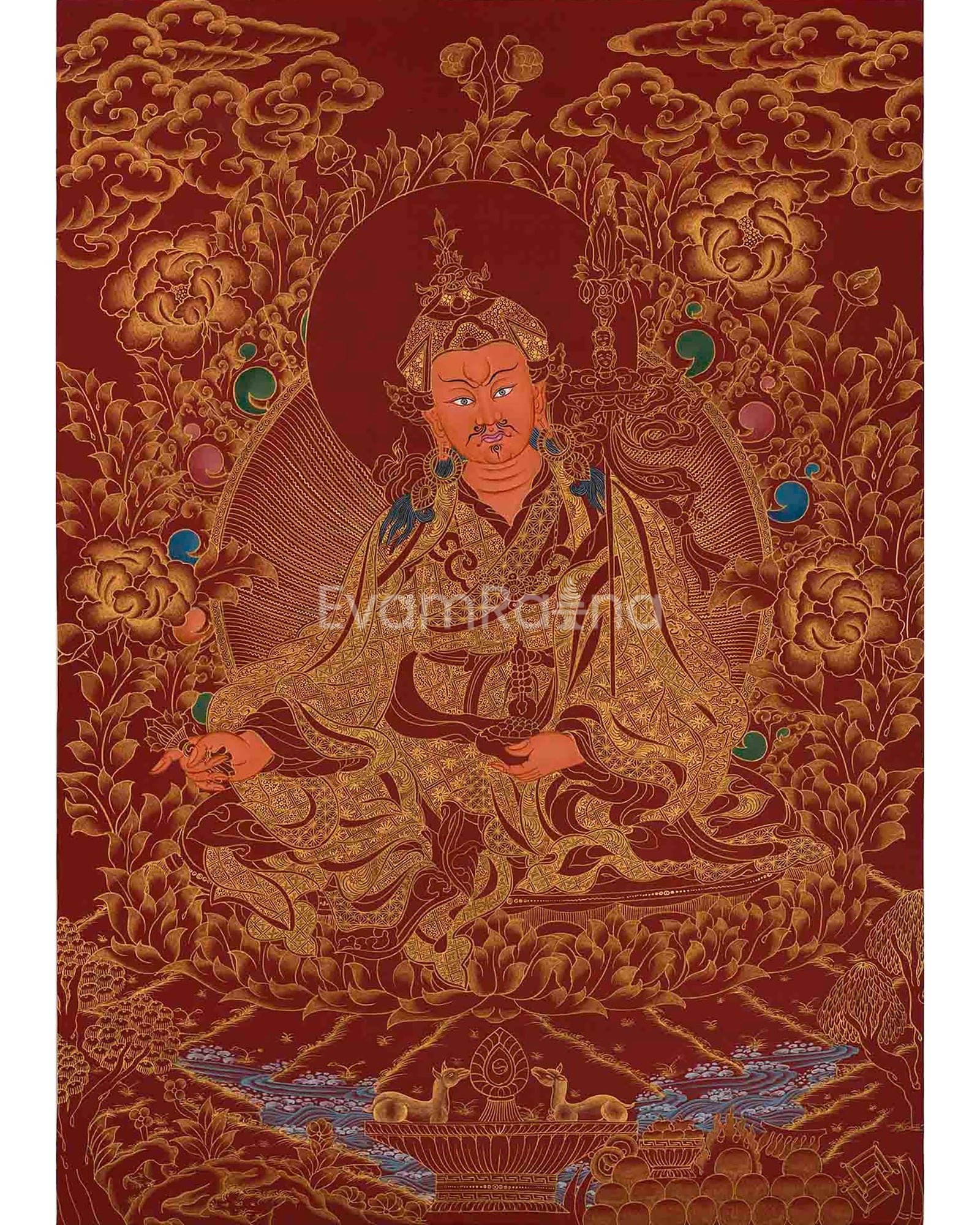 Guru Rinpoche Thangka | Red Background | Guru Padmasambhava