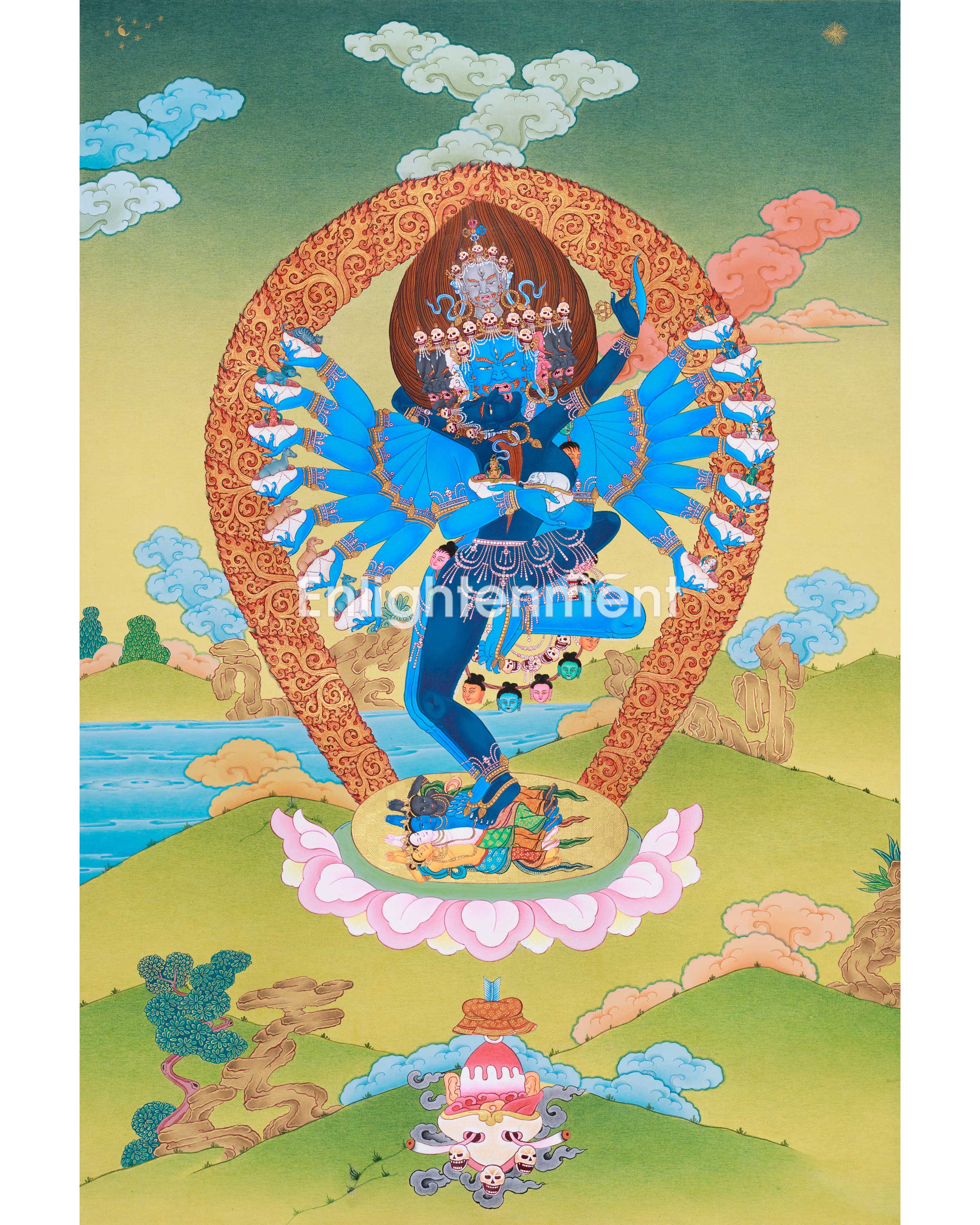 Hand Painted Hevajra Thangka | Himalayan Wrathful Wall Decor