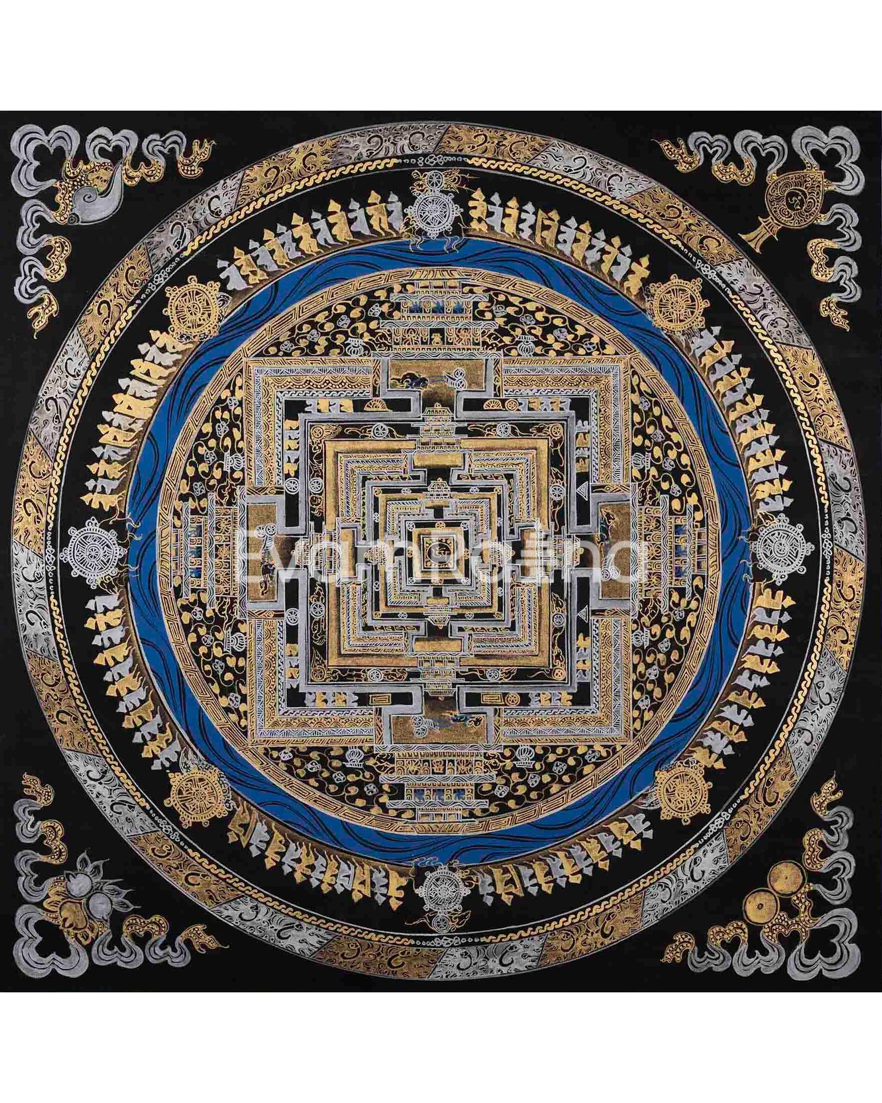 Attractive Gold and Silver Imitation Colored Kalachakra Mandala | Uniq