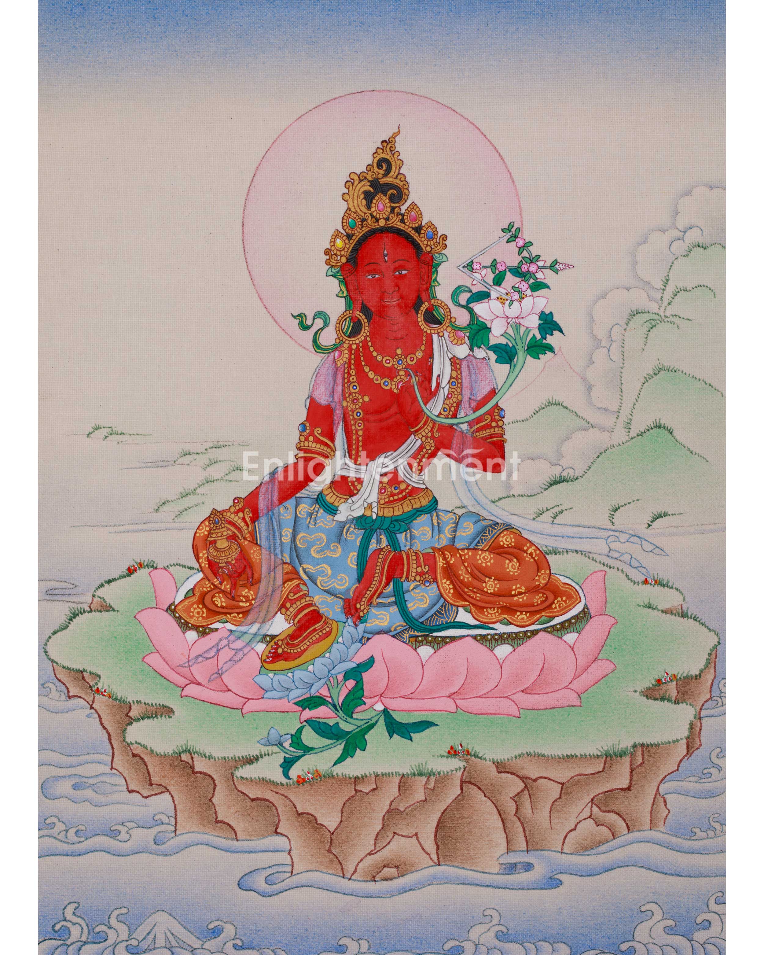 Traditional Red Tara Thangka | Goddess of Magnetizing Energy | Spiritu