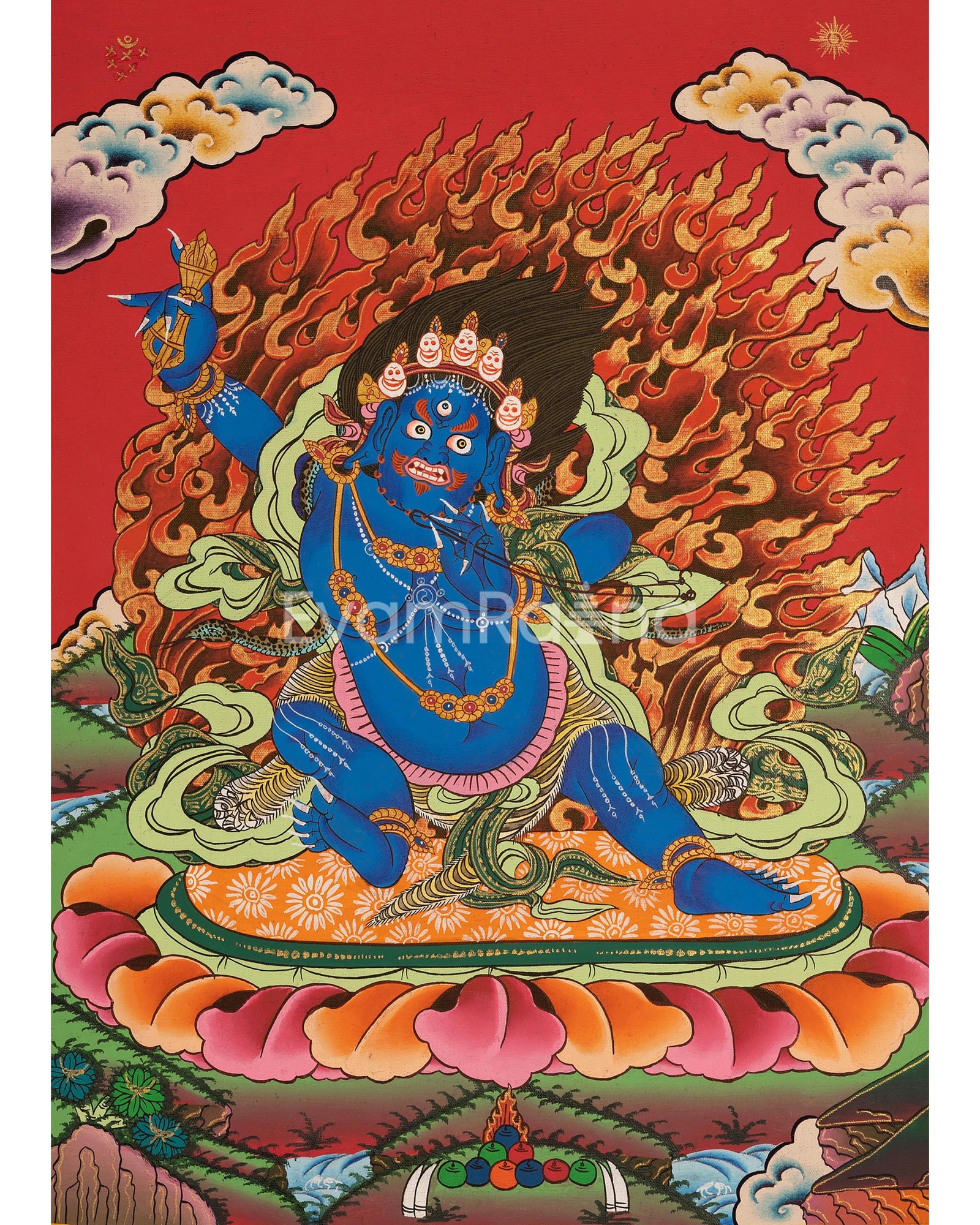 Original Hand Painted Vajrapani Thangka | Tibetan Wrathful Bodhisattva