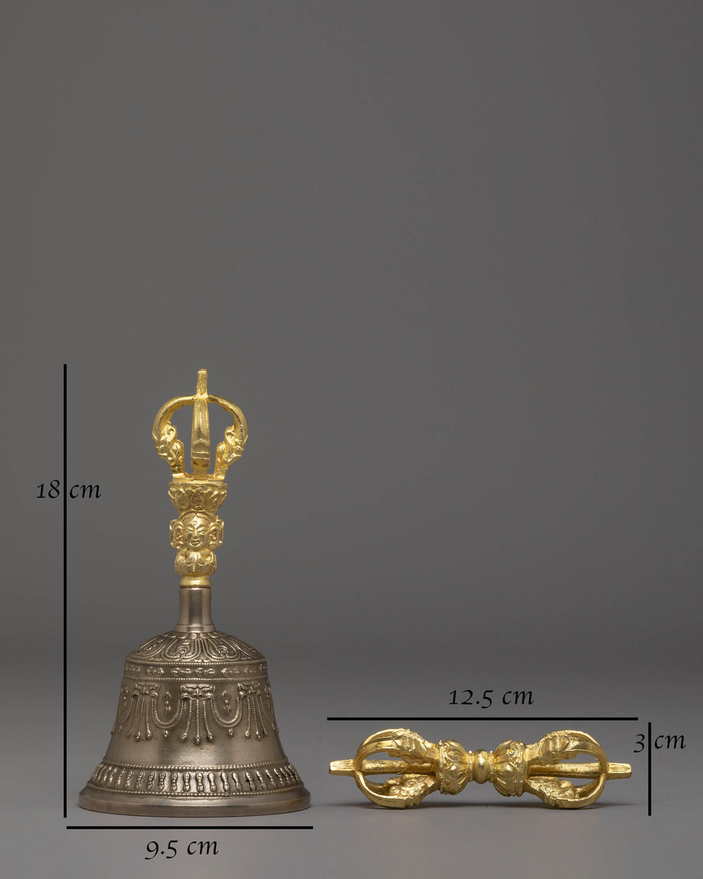 Handmade Buddhist Bell and Vajra Set | Sacred Instruments for Meditati
