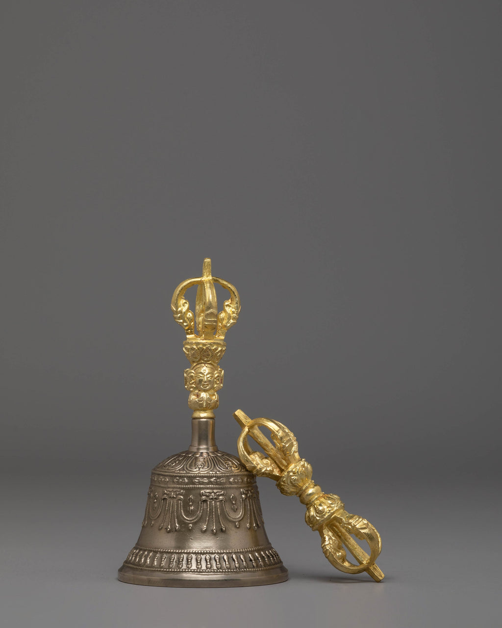 Handmade Buddhist Bell and Vajra Set | Sacred Instruments for Meditati