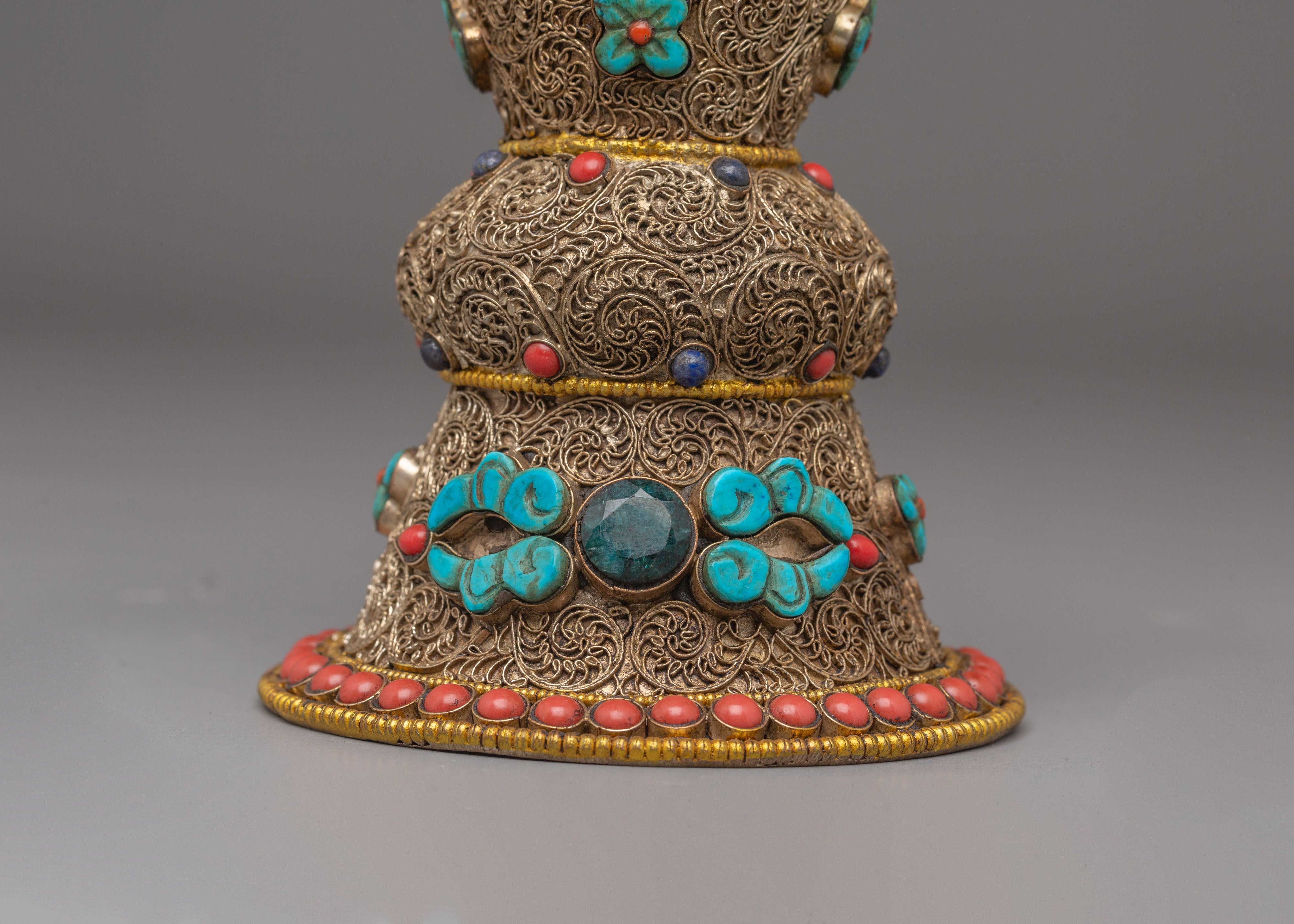 Copper Stamp for Decor | Tibetan Art with Coral and Turquoise