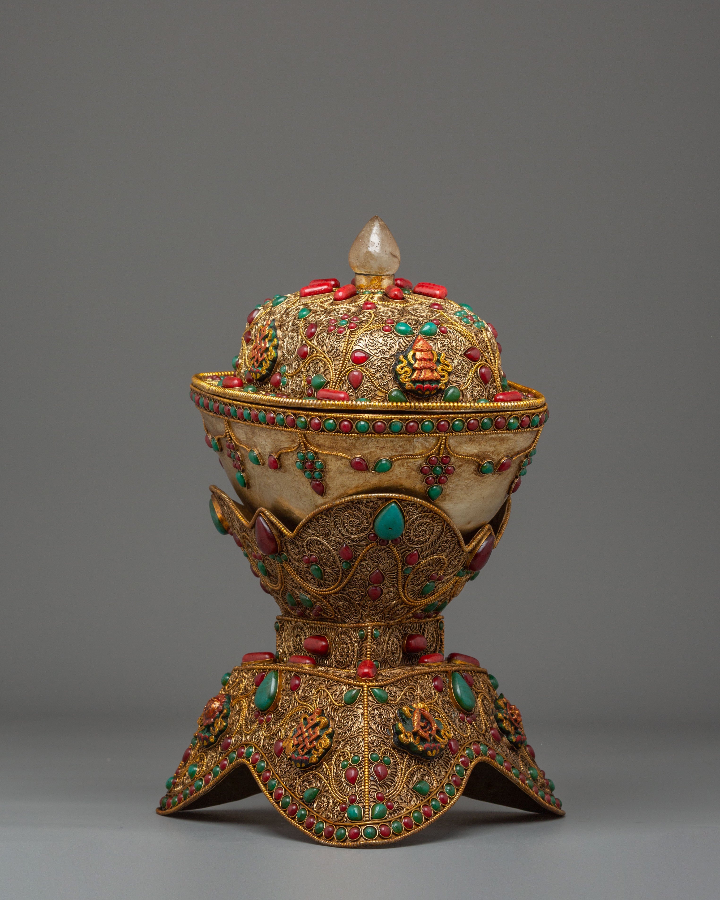 Kapala Skull Cup for Buddhist Rituals | Sacred Tibetan Offering Vessel