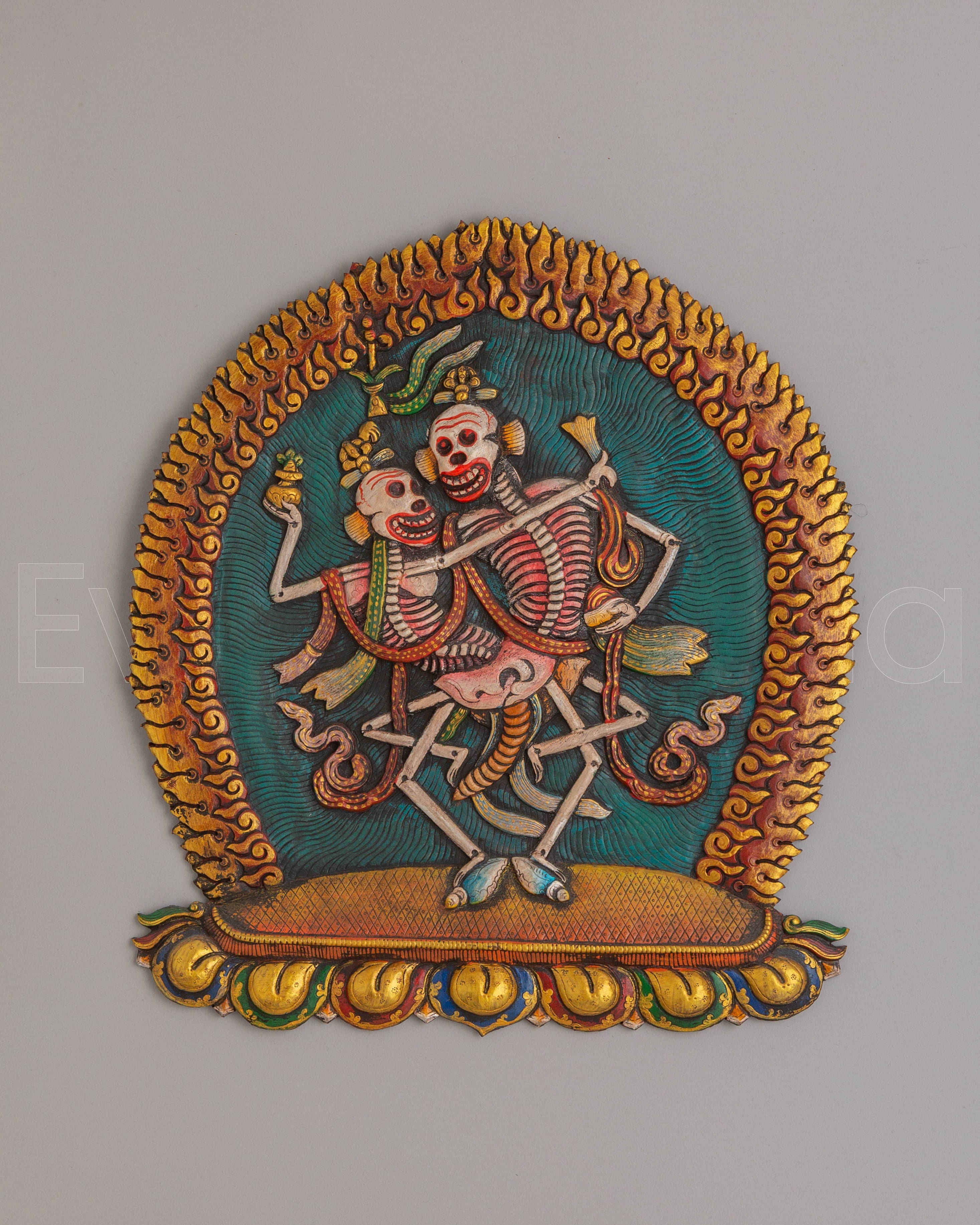 Handcrafted Chitipati Wall Hanging | Tibetan Protector Deity Artwork