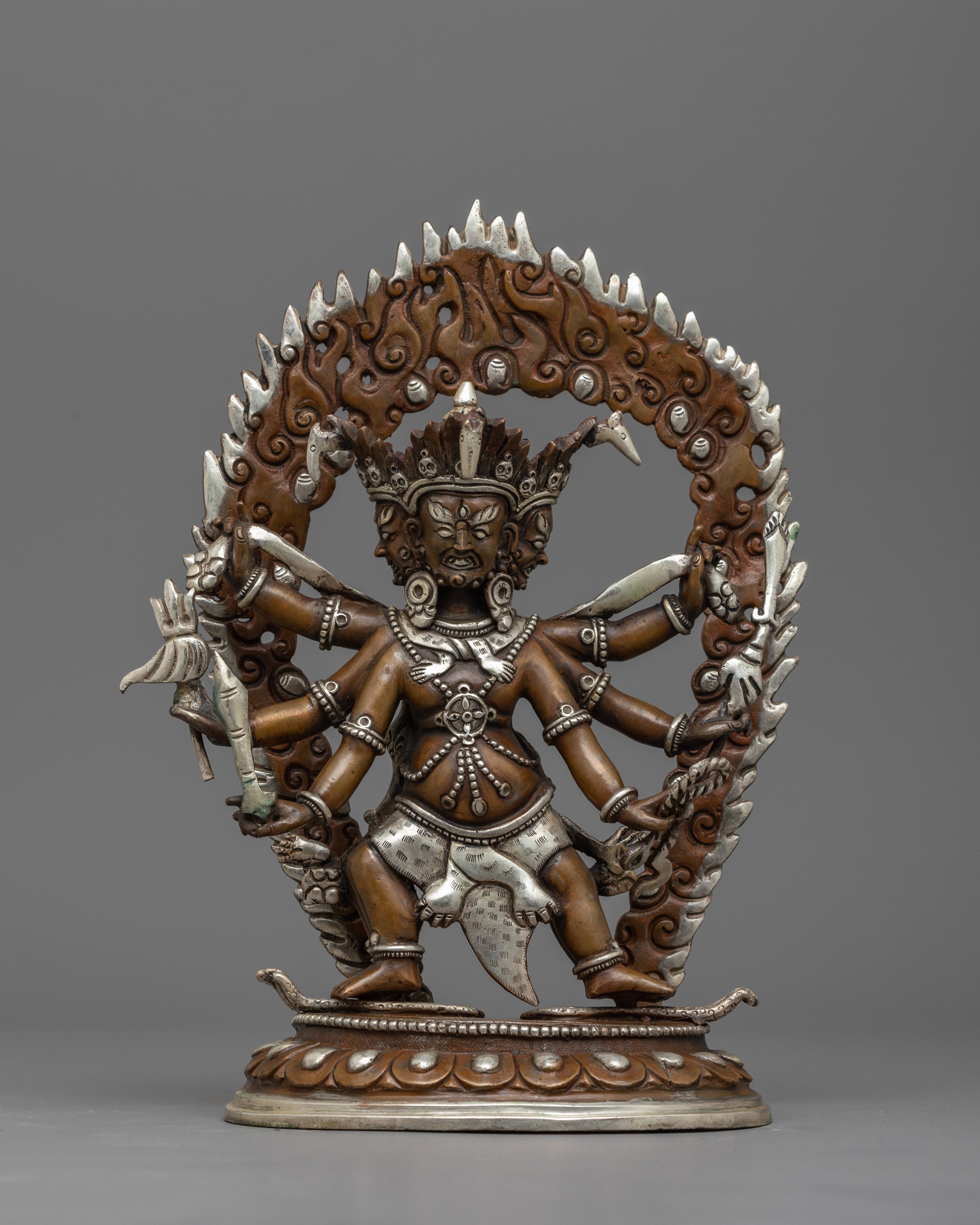 The Horse-headed Oxidized Hayagriva Statue | Buddhist Sculpture for Sh